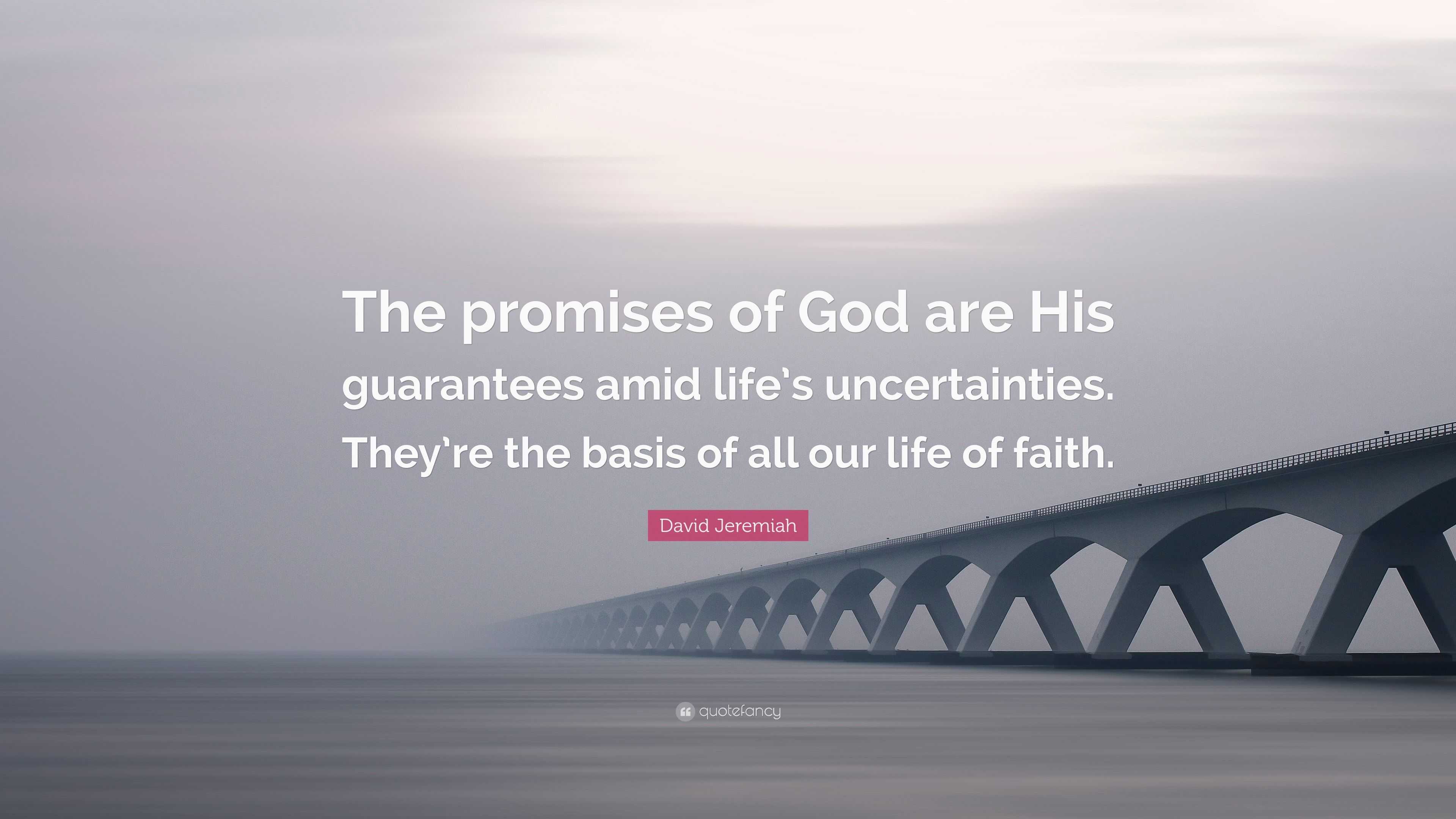 David Jeremiah Quote: “The promises of God are His guarantees amid life ...