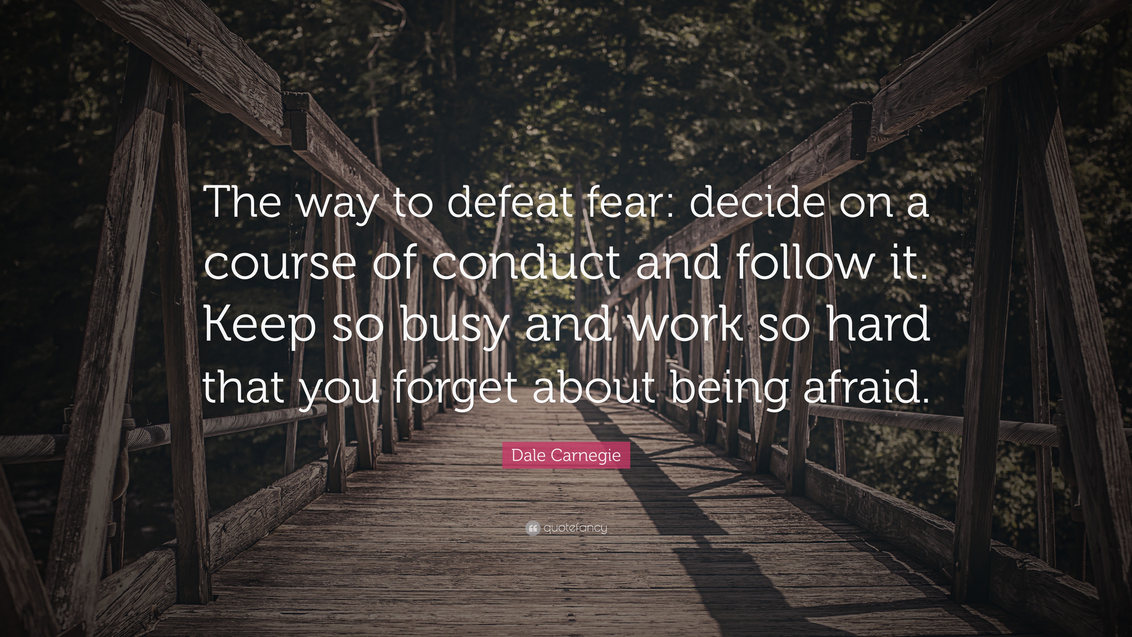 Dale Carnegie Quote: “The way to defeat fear: decide on a course of ...