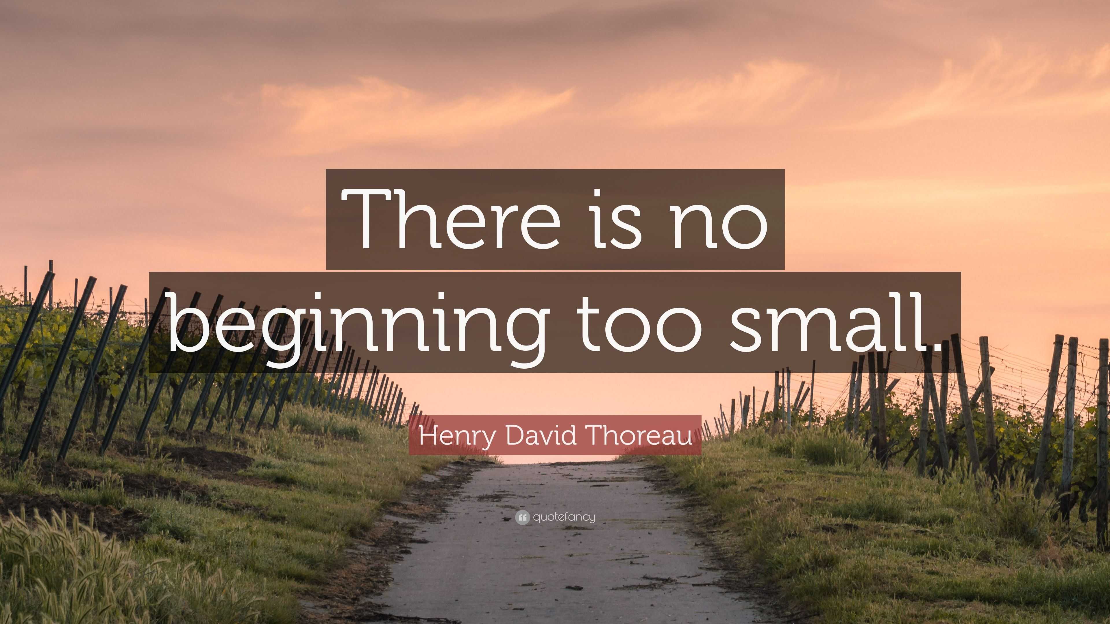 Henry David Thoreau Quote: “There is no beginning too small.”