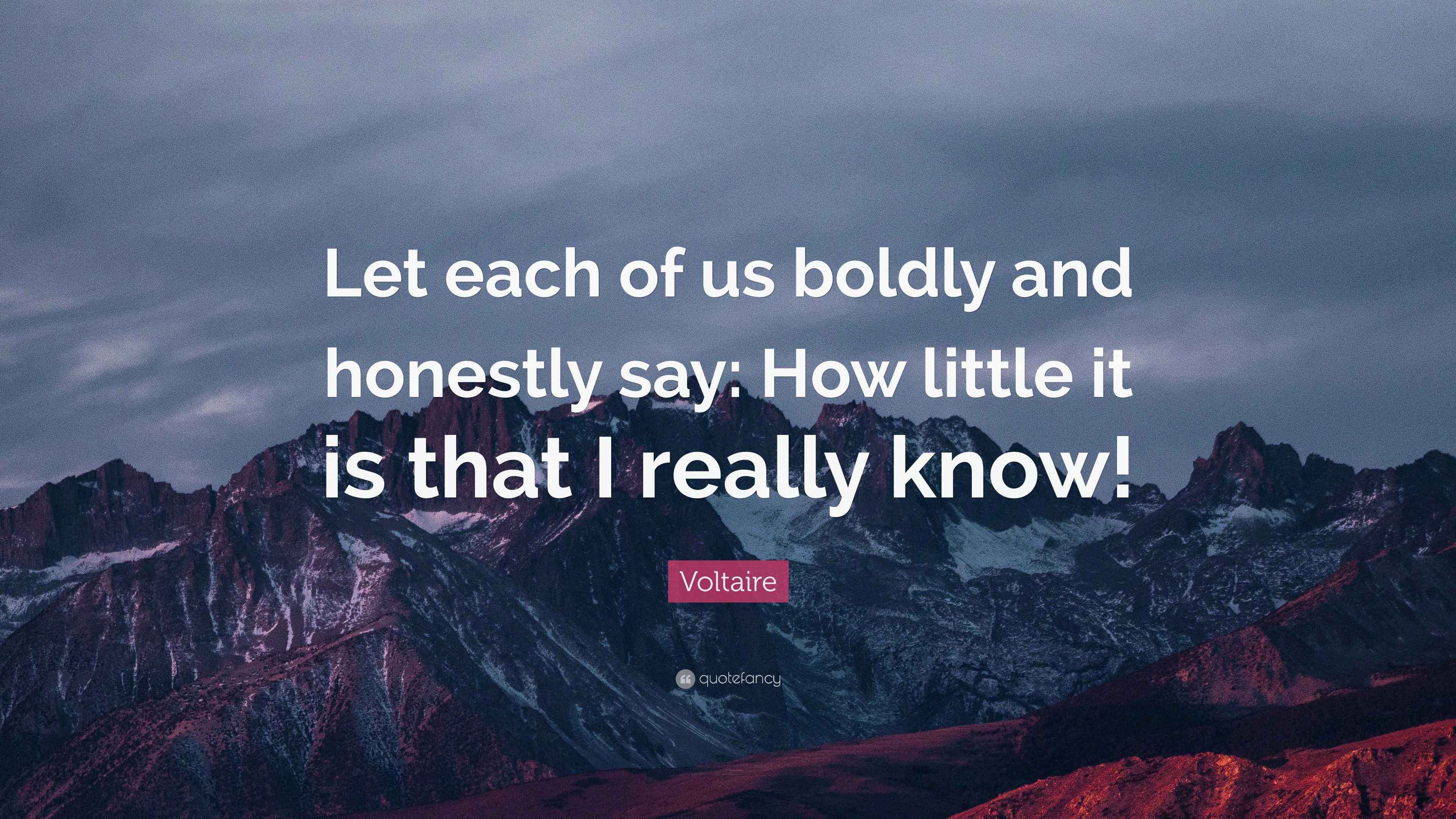 Voltaire Quote: “Let each of us boldly and honestly say: How little it ...