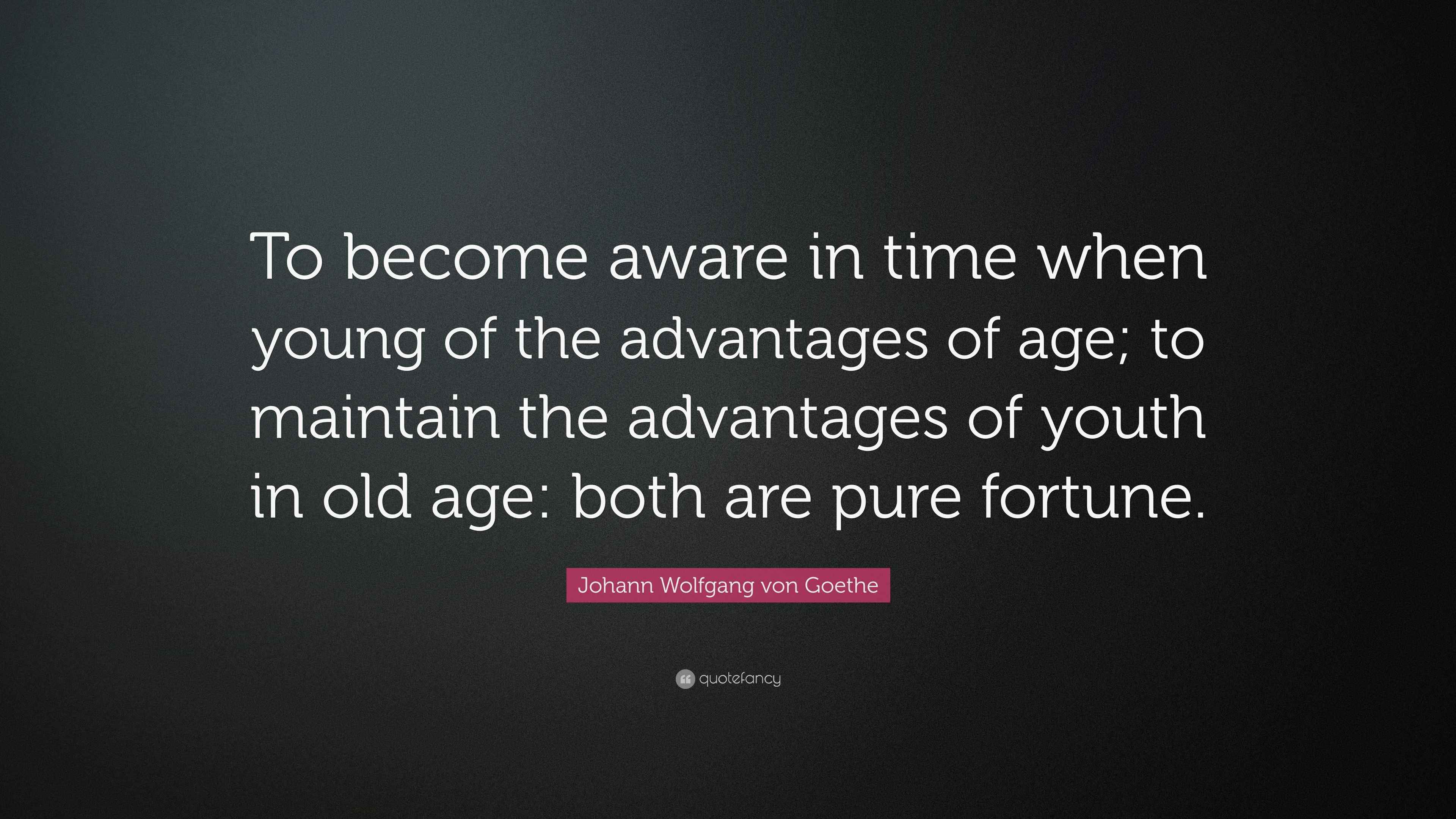 Johann Wolfgang von Goethe Quote: “To become aware in time when young ...