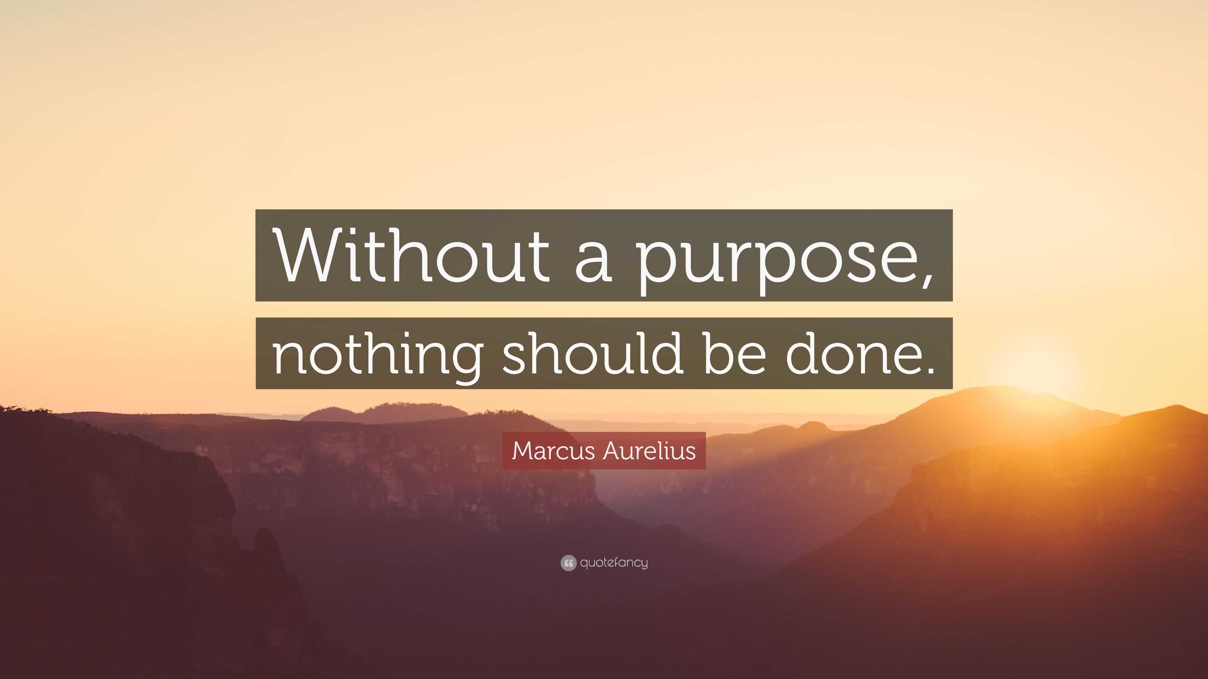 Marcus Aurelius Quote: “Without a purpose, nothing should be done.”