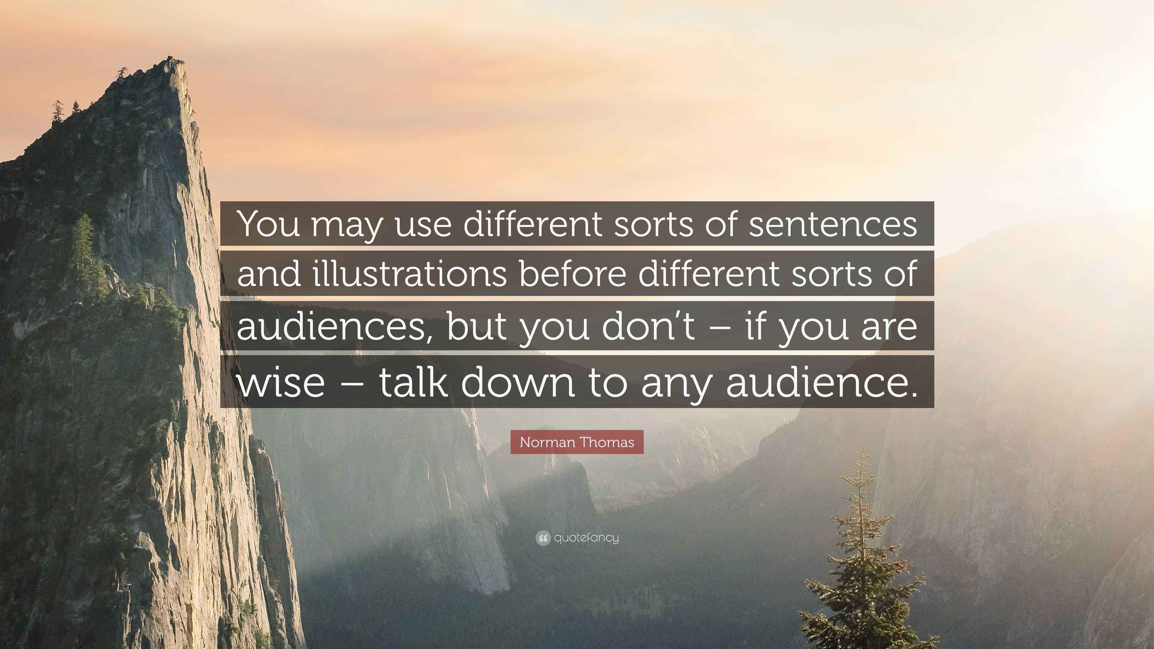 Norman Thomas Quote: “You may use different sorts of sentences and ...