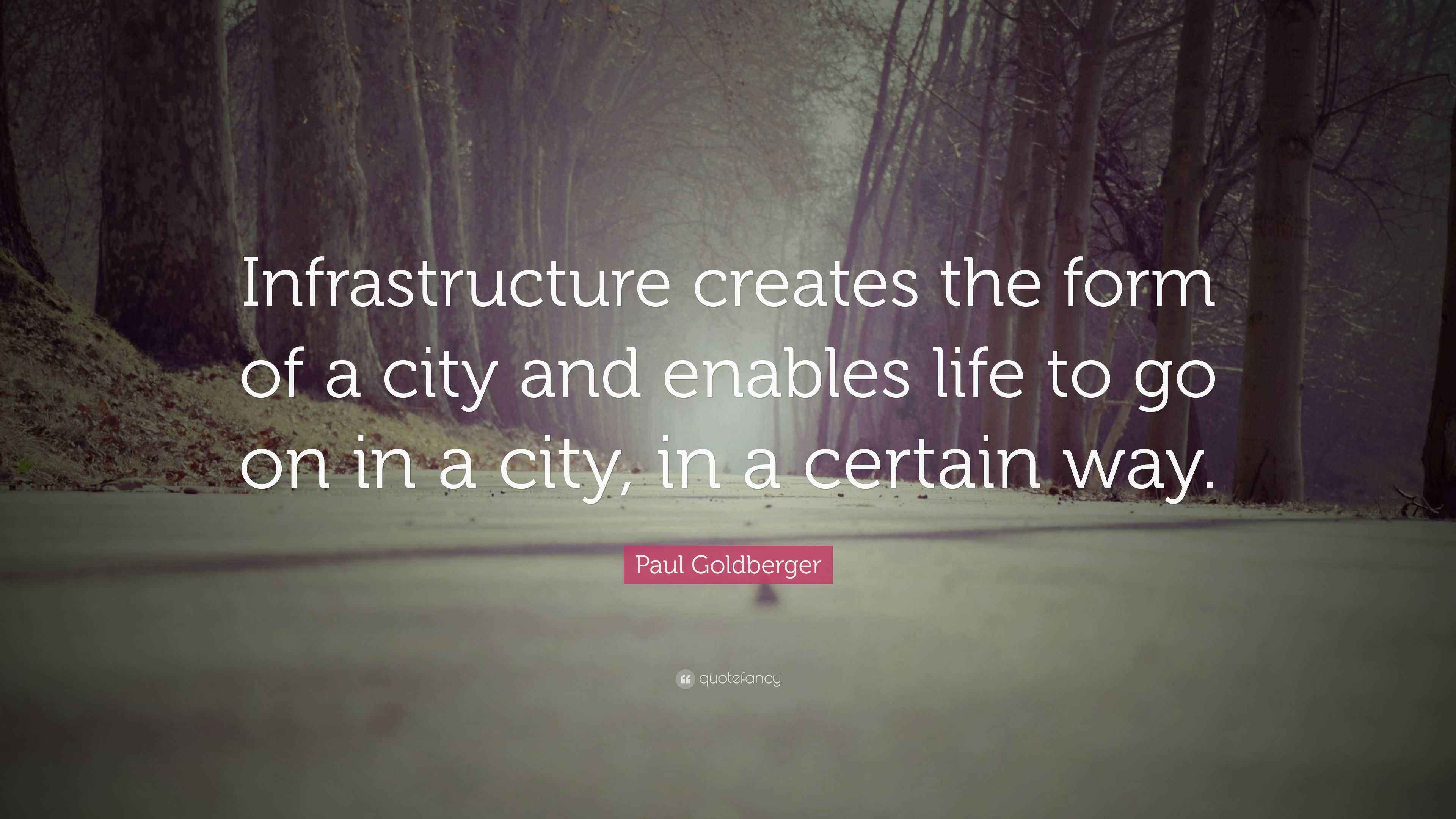 Paul Goldberger Quote: “Infrastructure creates the form of a city and ...