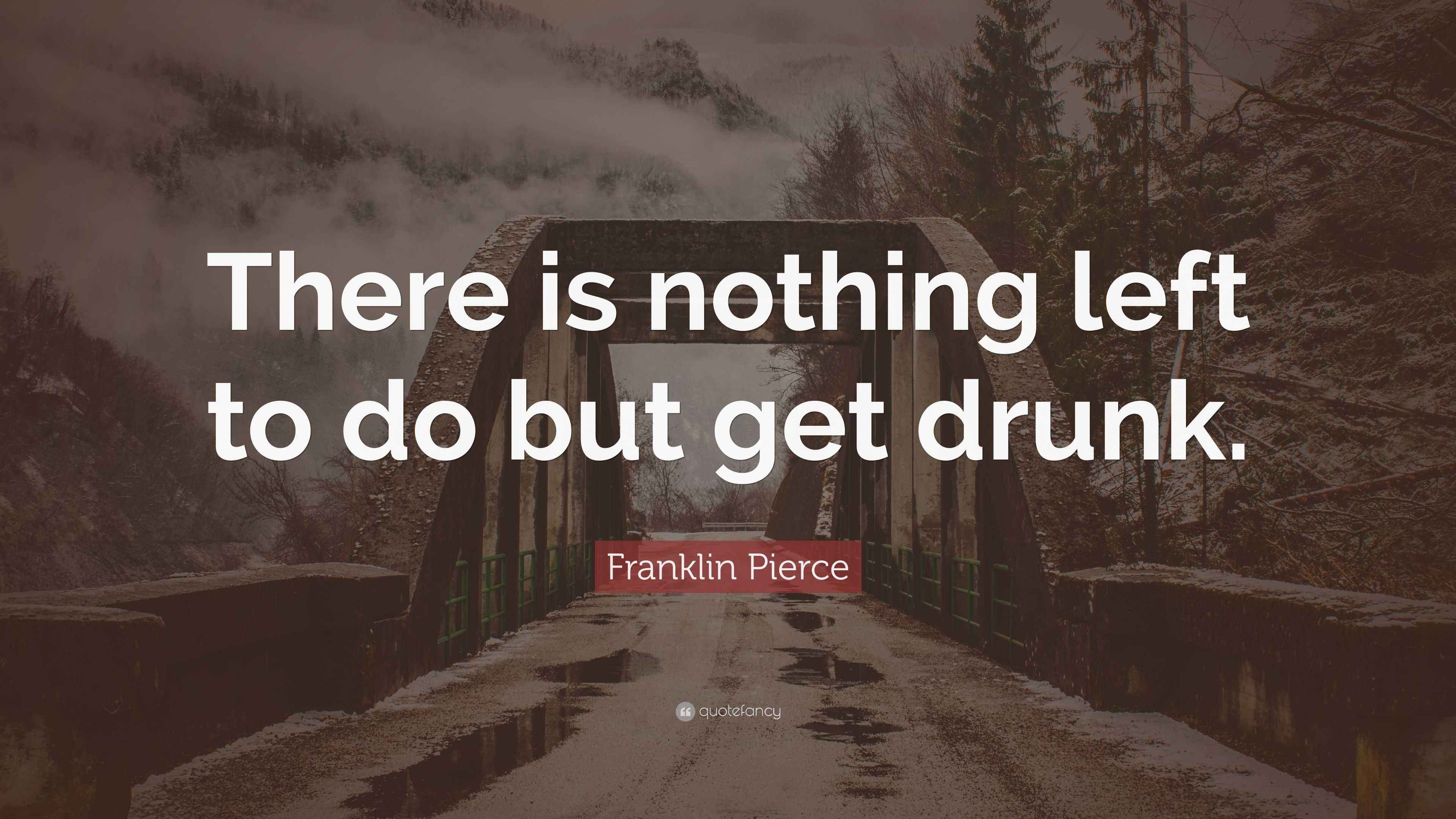 Franklin Pierce Quote: “There is nothing left to do but get drunk.”