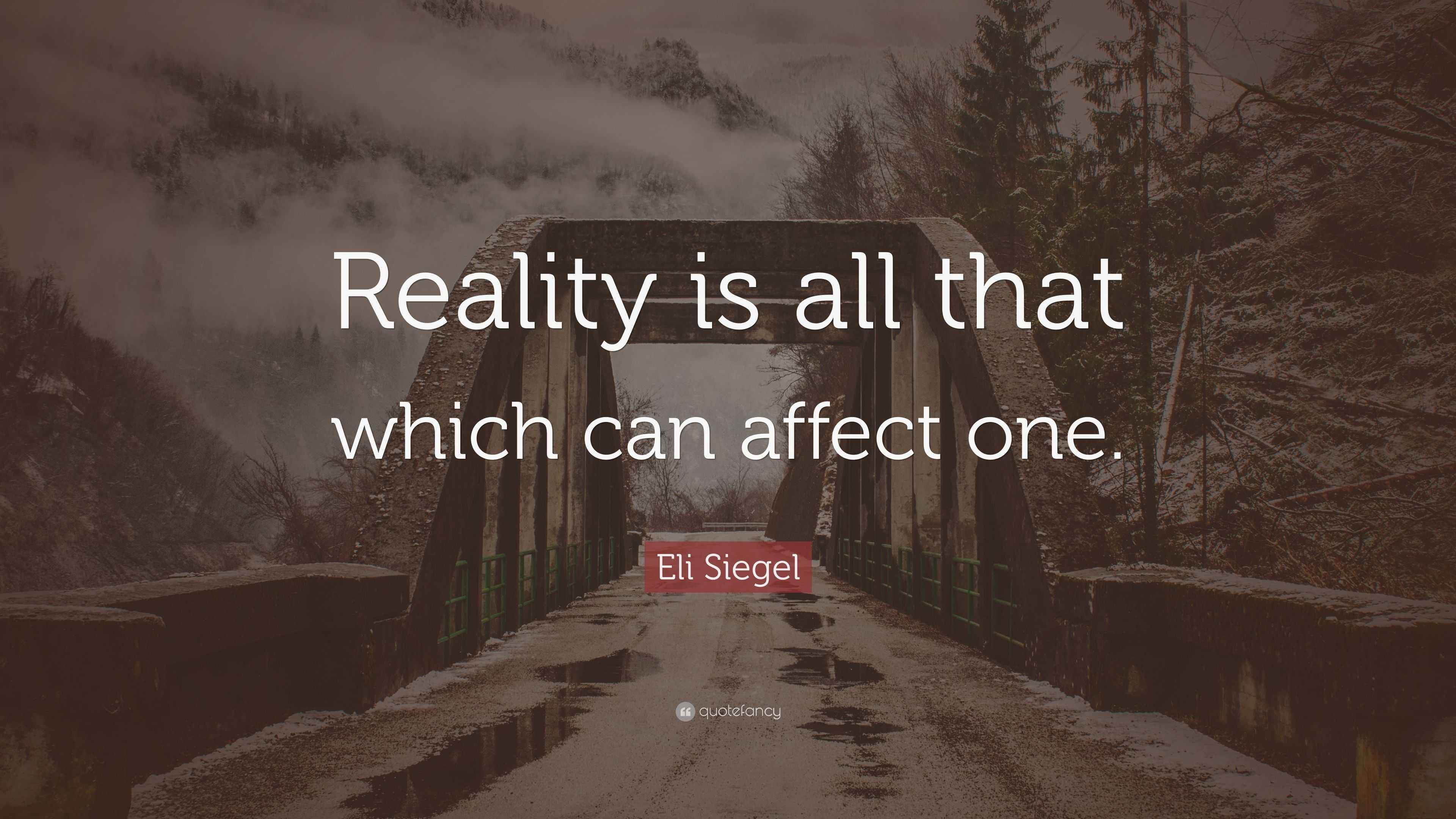 Eli Siegel Quote: “Reality is all that which can affect one.”