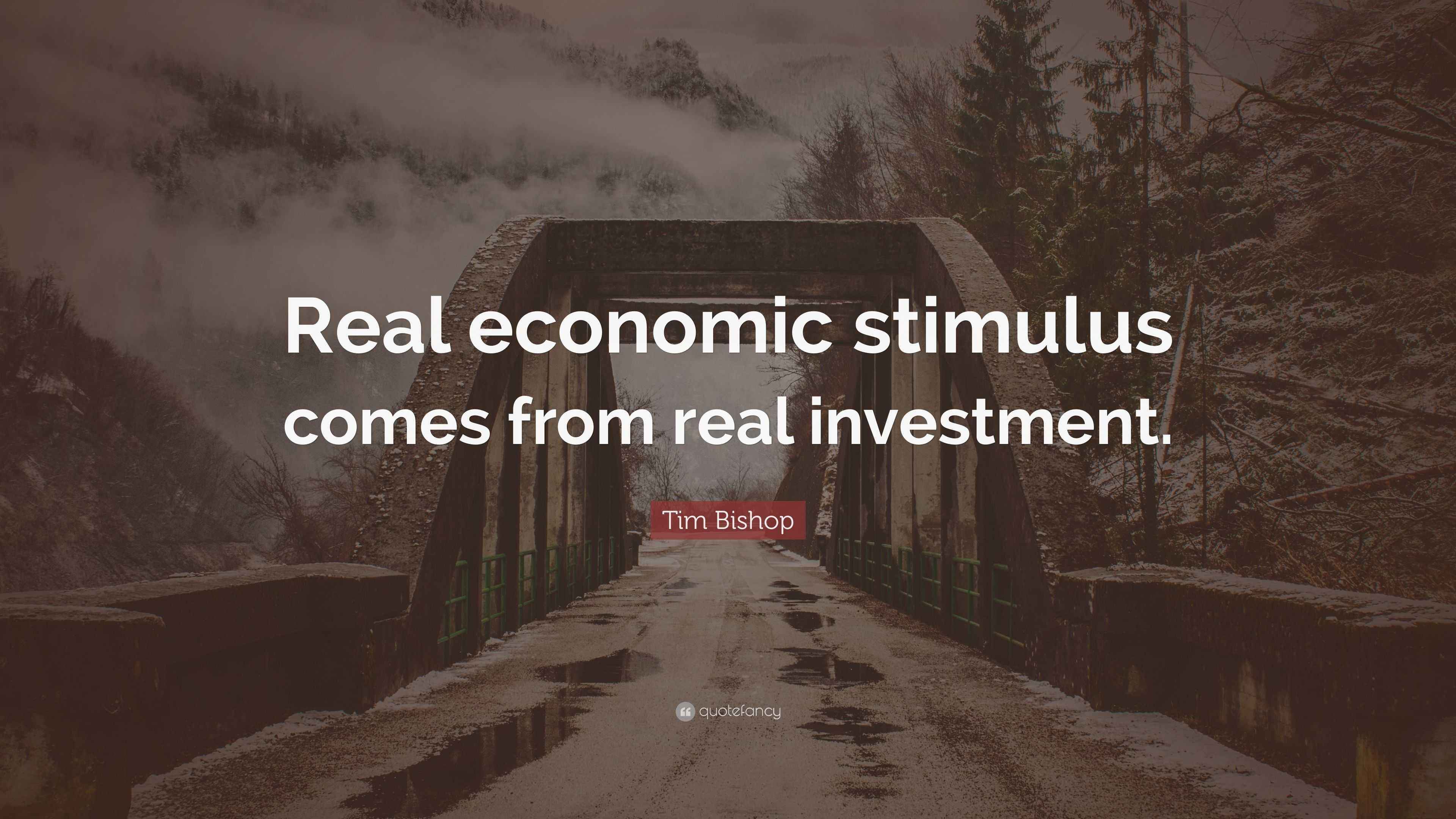 Tim Bishop Quote: “Real economic stimulus comes from real investment.”