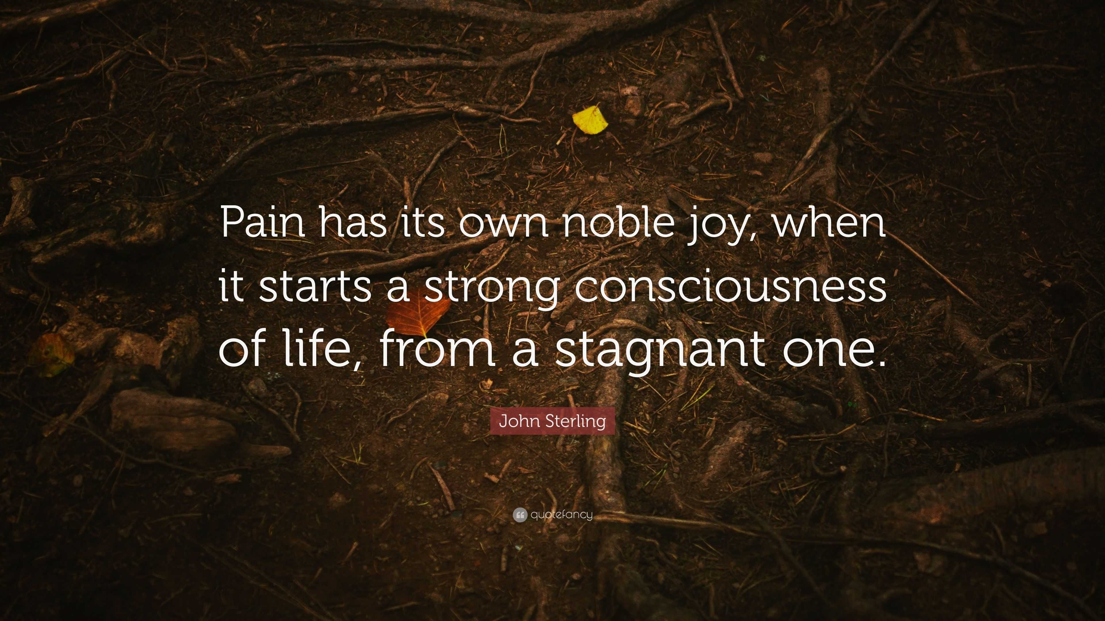 John Sterling Quote: “Pain has its own noble joy, when it starts a ...