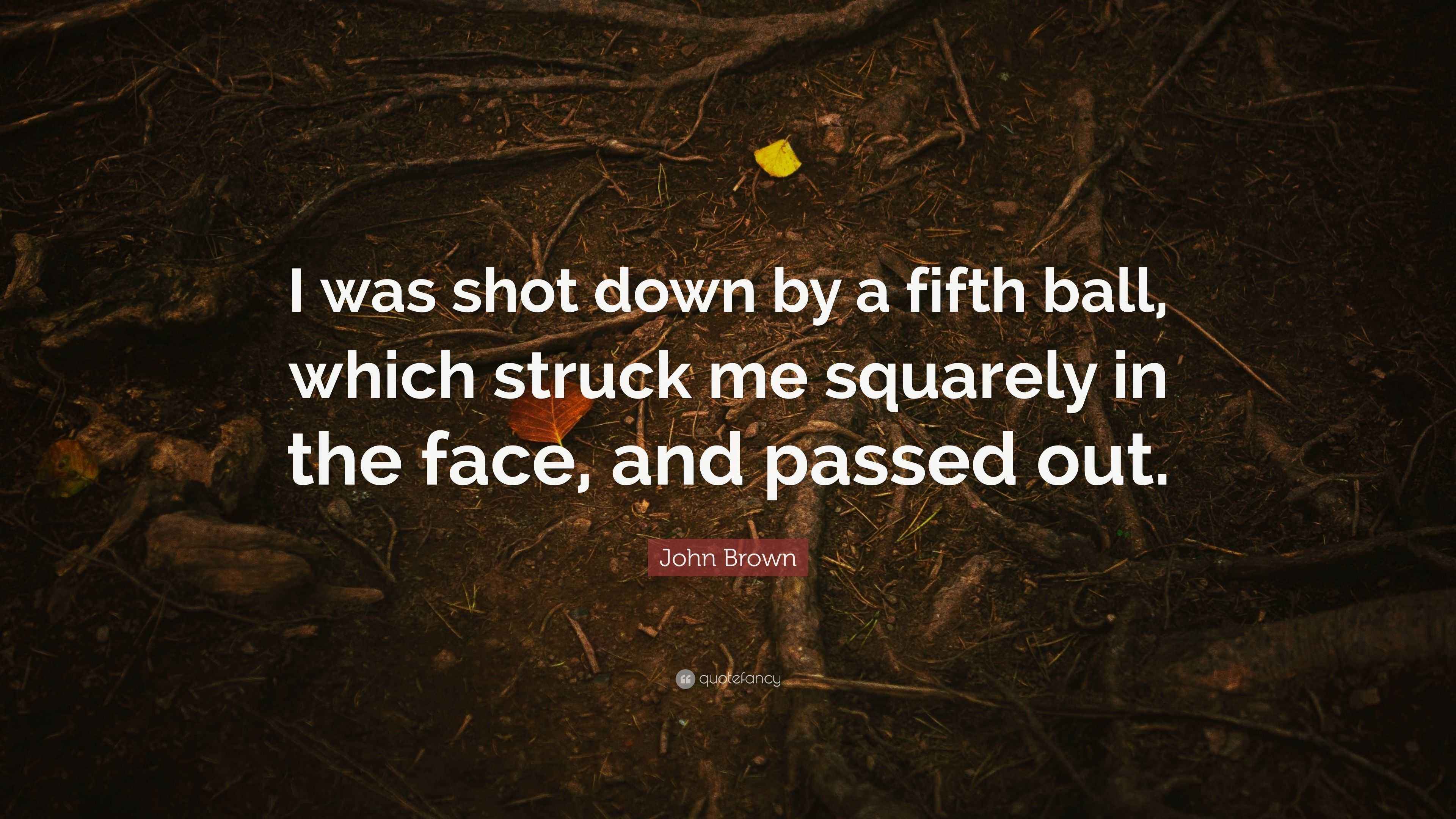 John Brown Quote: “I was shot down by a fifth ball, which struck me ...