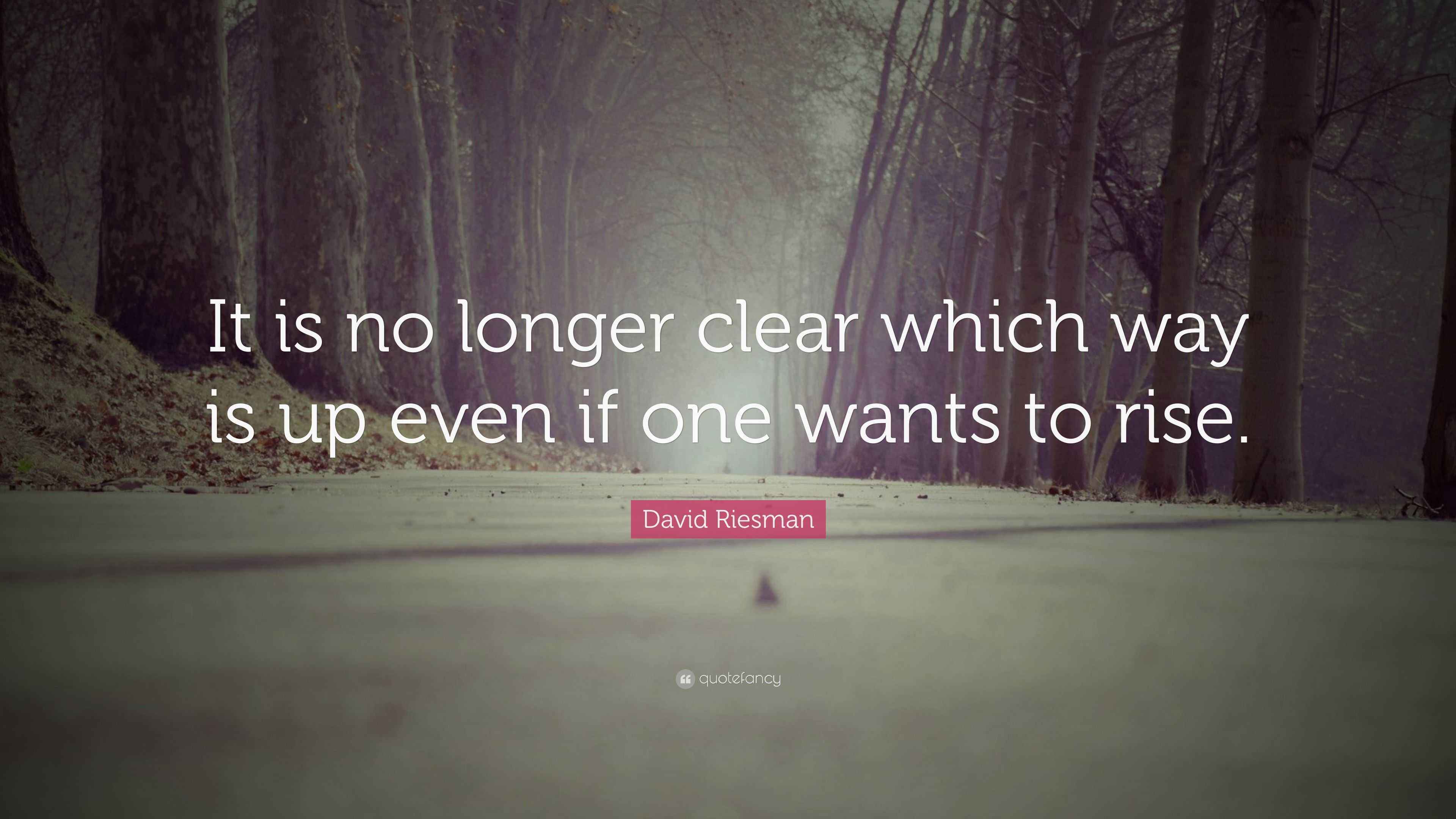 David Riesman Quote: “It is no longer clear which way is up even if one ...