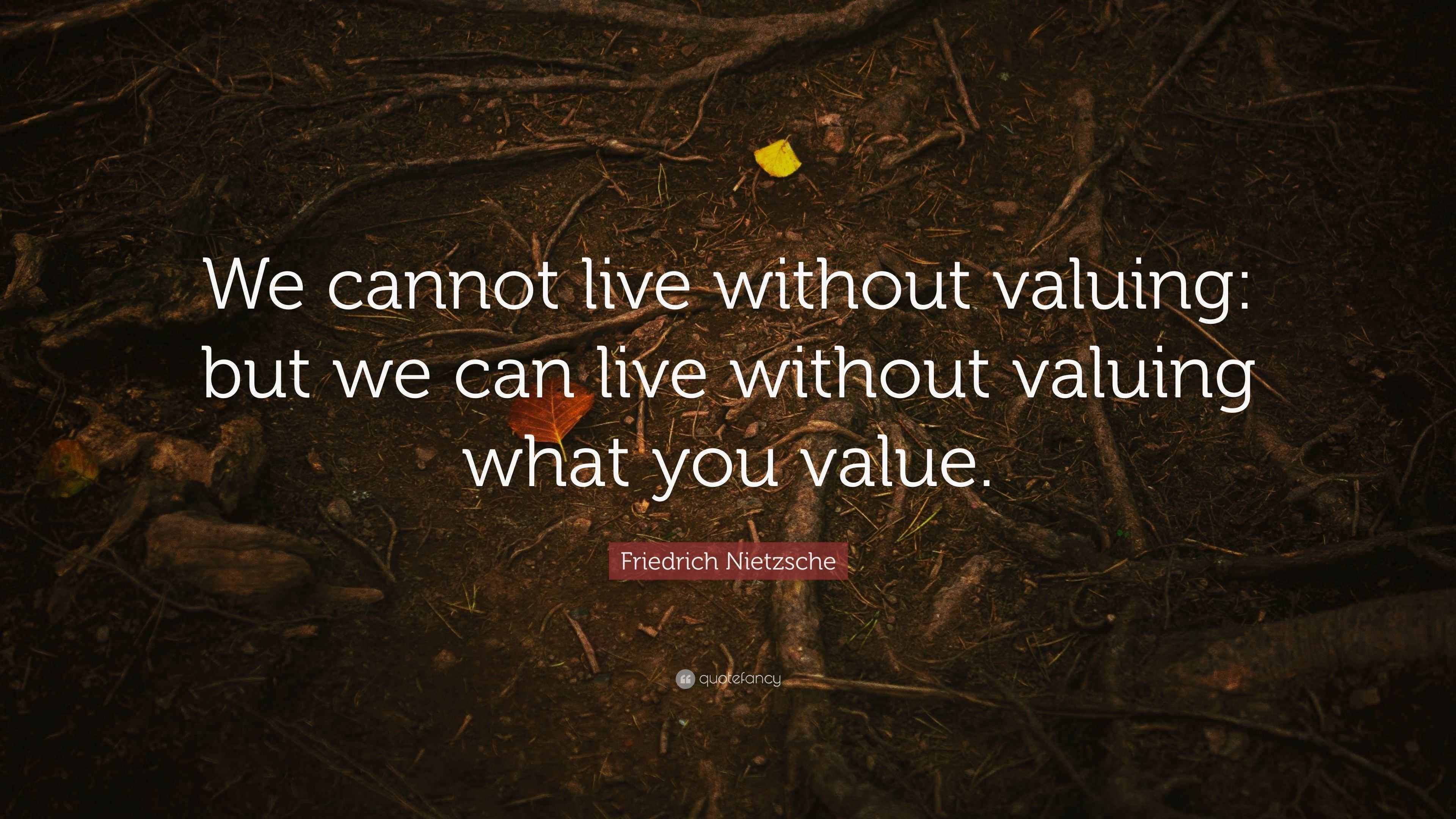 Friedrich Nietzsche Quote: “We cannot live without valuing: but we can ...