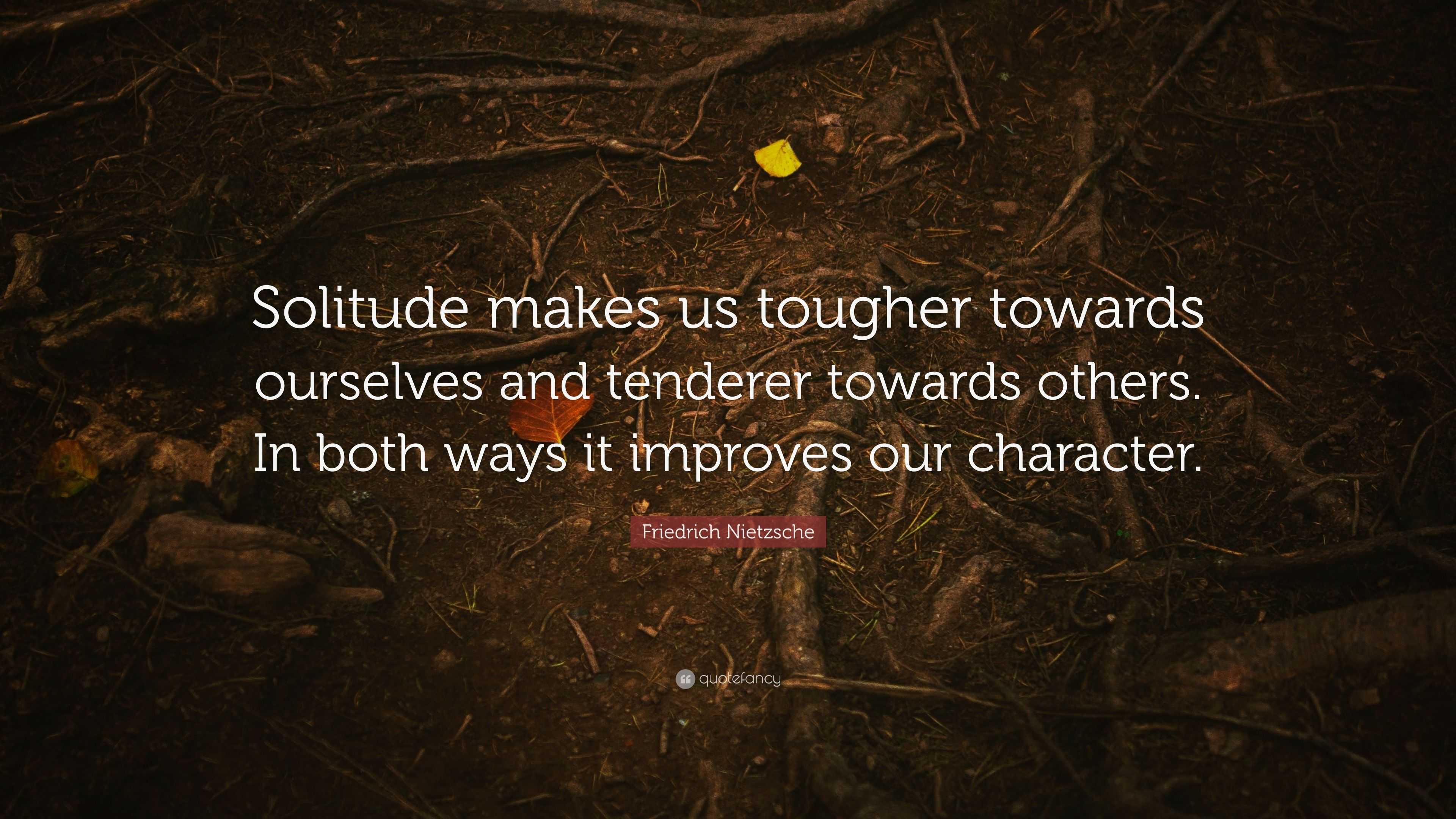 Friedrich Nietzsche Quote: “Solitude makes us tougher towards ourselves ...