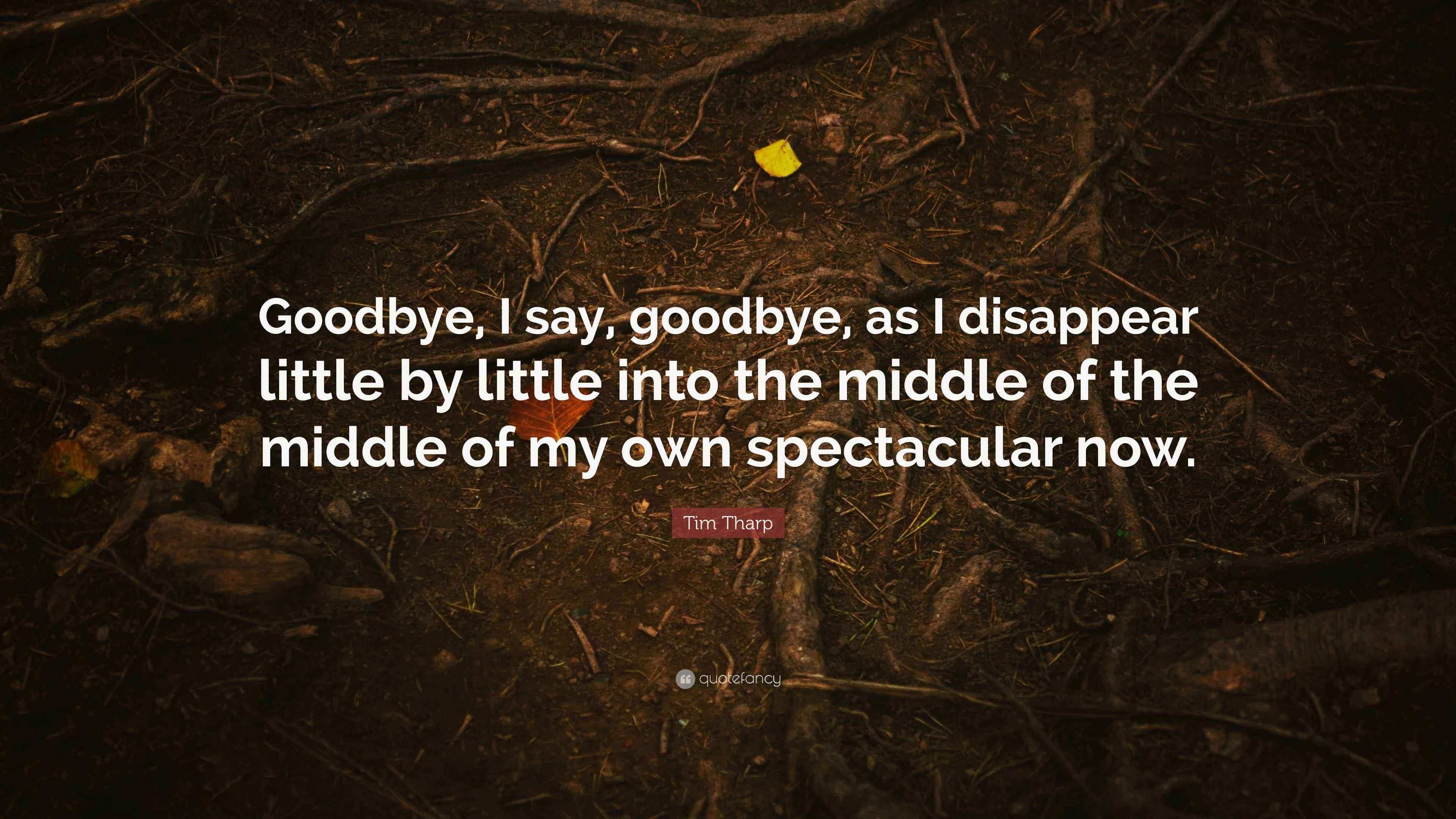 Tim Tharp Quote: “Goodbye, I say, goodbye, as I disappear little by ...