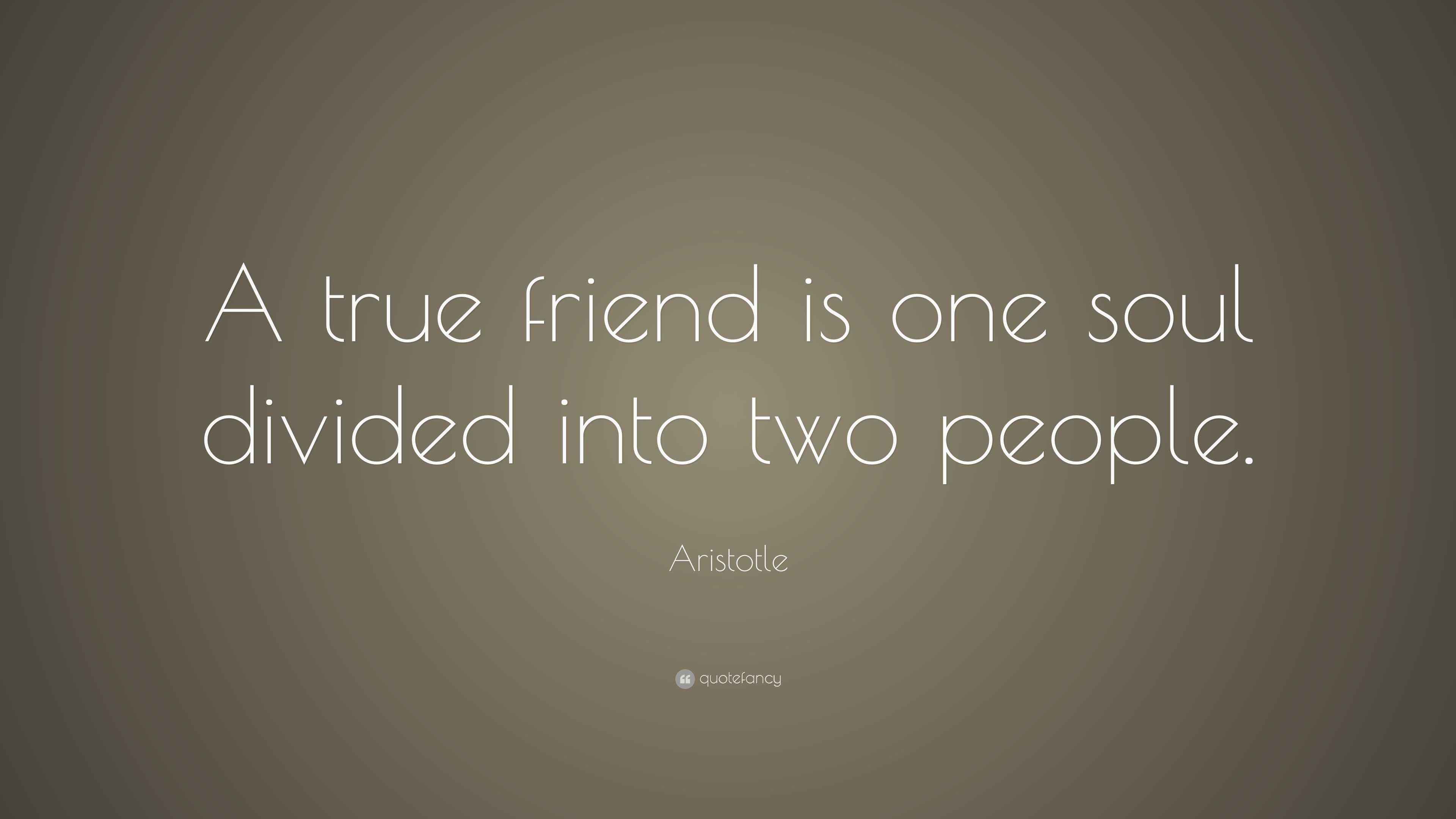 Aristotle Quote: “A true friend is one soul divided into two people.”