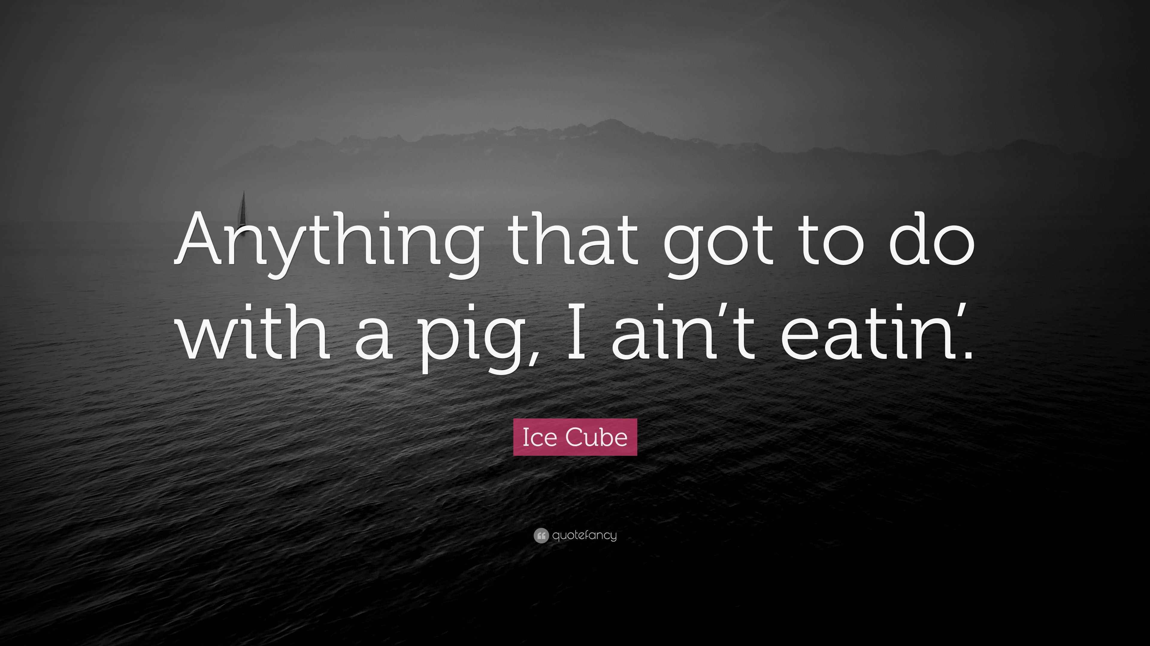 Ice Cube Quote: “Anything that got to do with a pig, I ain’t eatin’.”