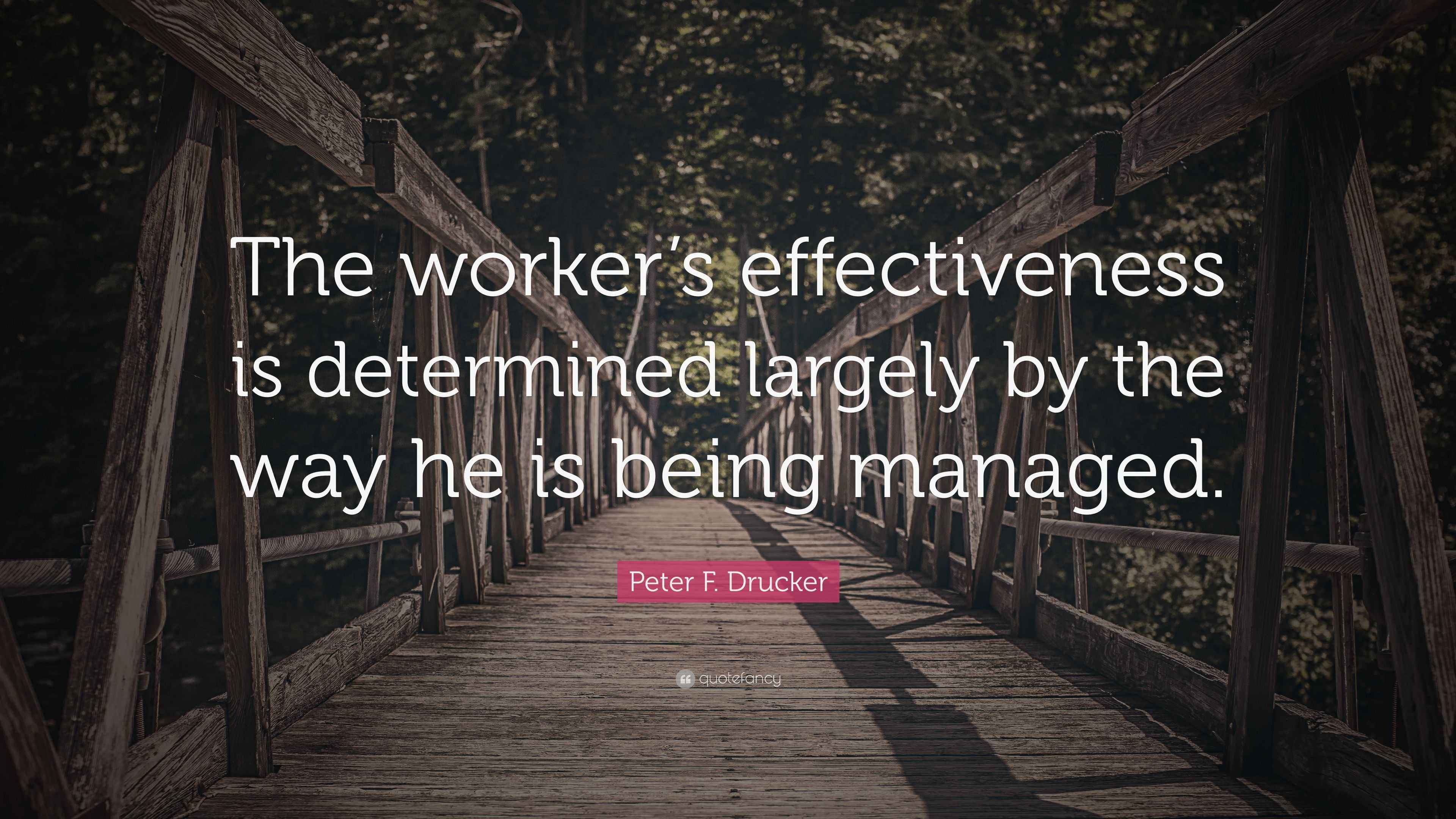 Peter F. Drucker Quote: “The worker’s effectiveness is determined ...