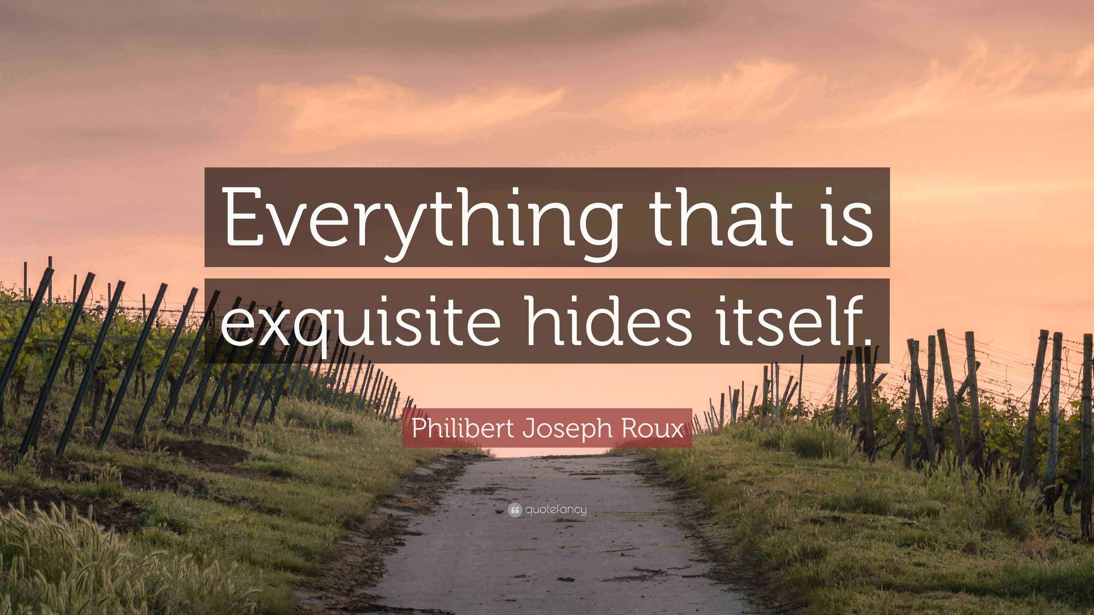 Philibert Joseph Roux Quote: “Everything that is exquisite hides itself.”