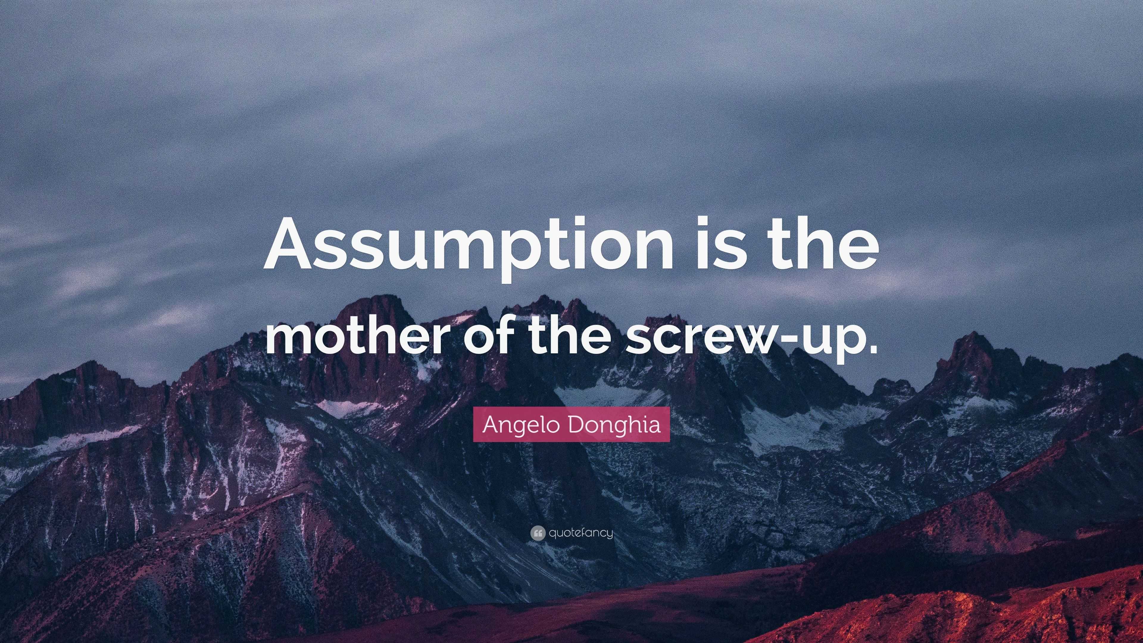 Angelo Donghia Quote: “Assumption is the mother of the screw-up.”
