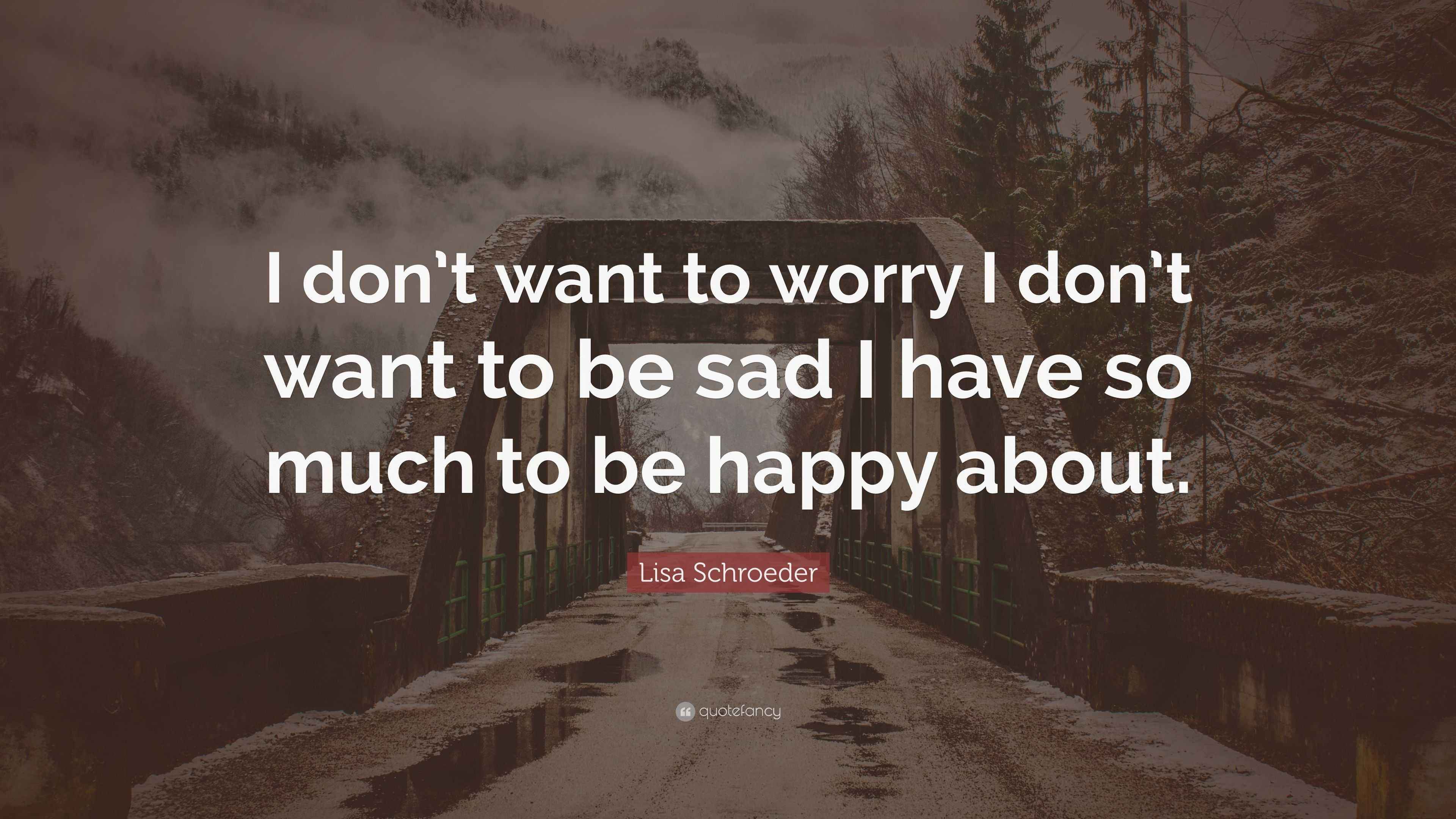Lisa Schroeder Quote: “I don’t want to worry I don’t want to be sad I ...