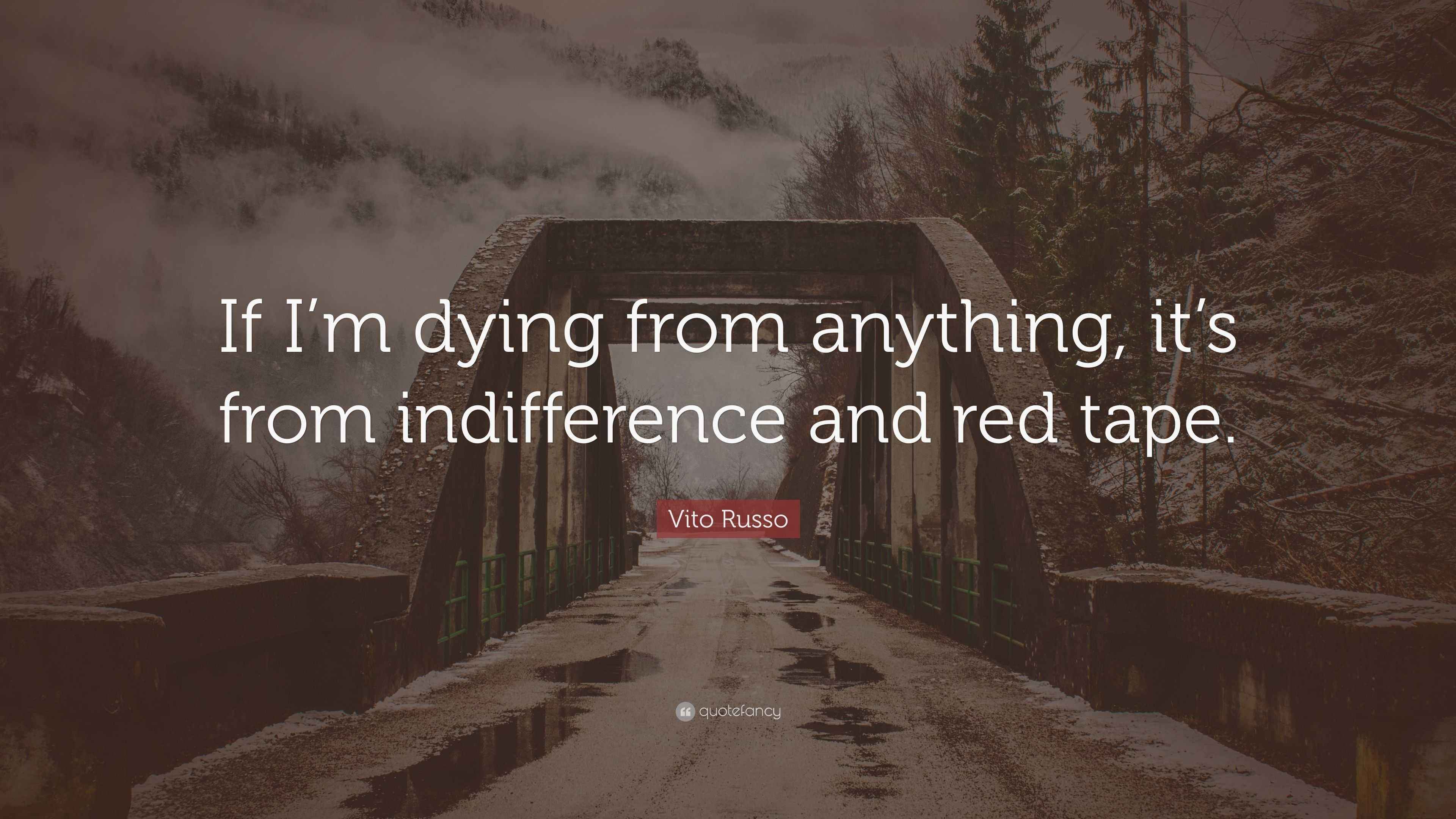 Vito Russo Quote: “If I’m dying from anything, it’s from indifference ...