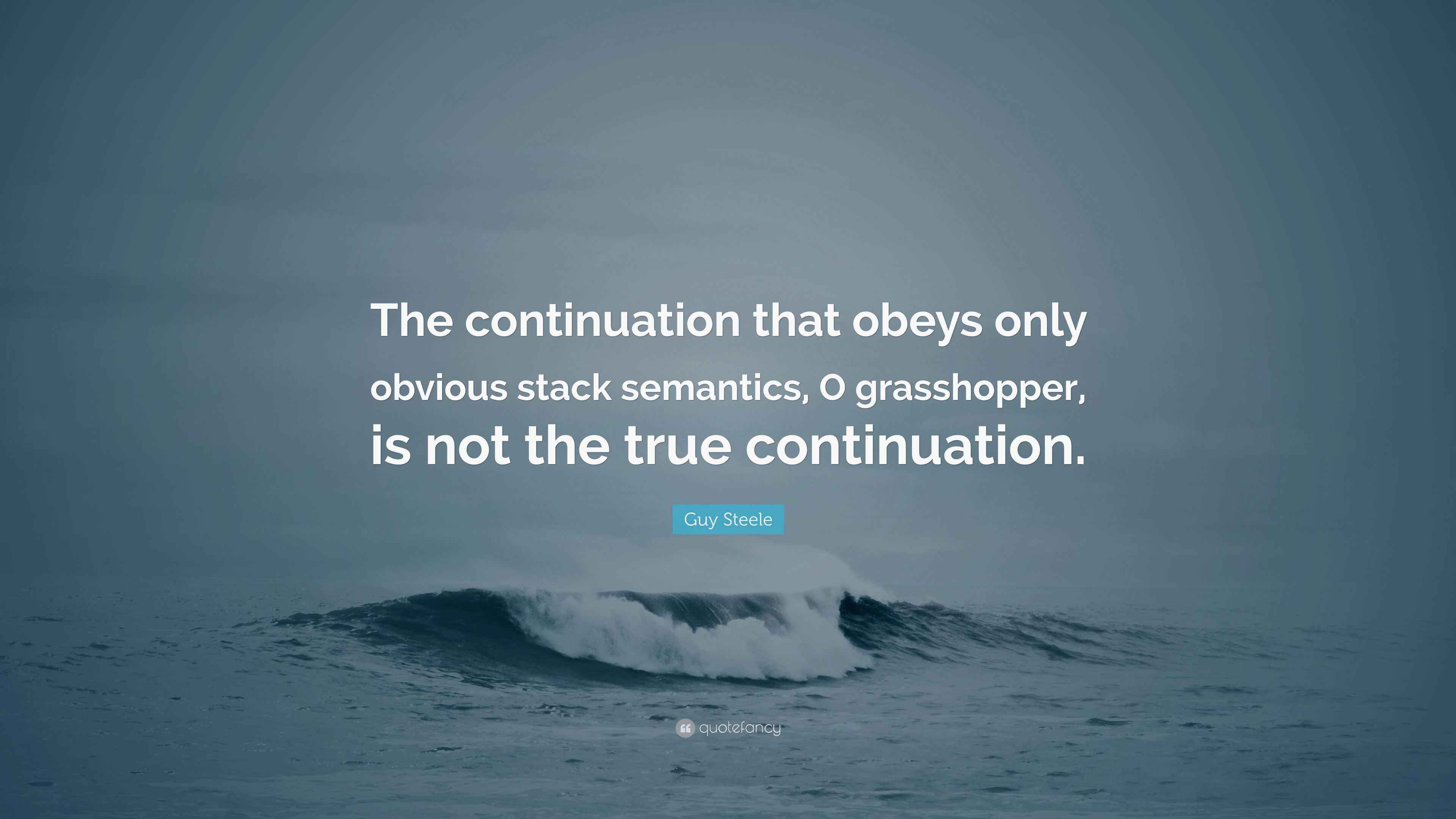 Guy Steele Quote: “The continuation that obeys only obvious stack ...