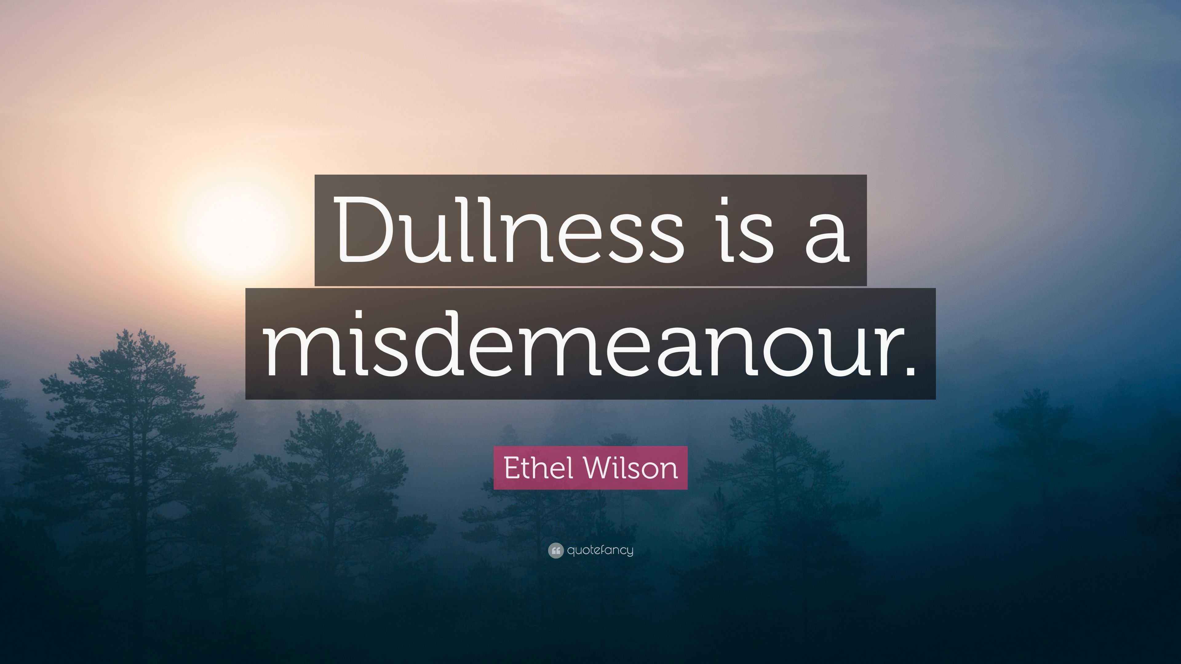 Ethel Wilson Quote: “Dullness is a misdemeanour.”