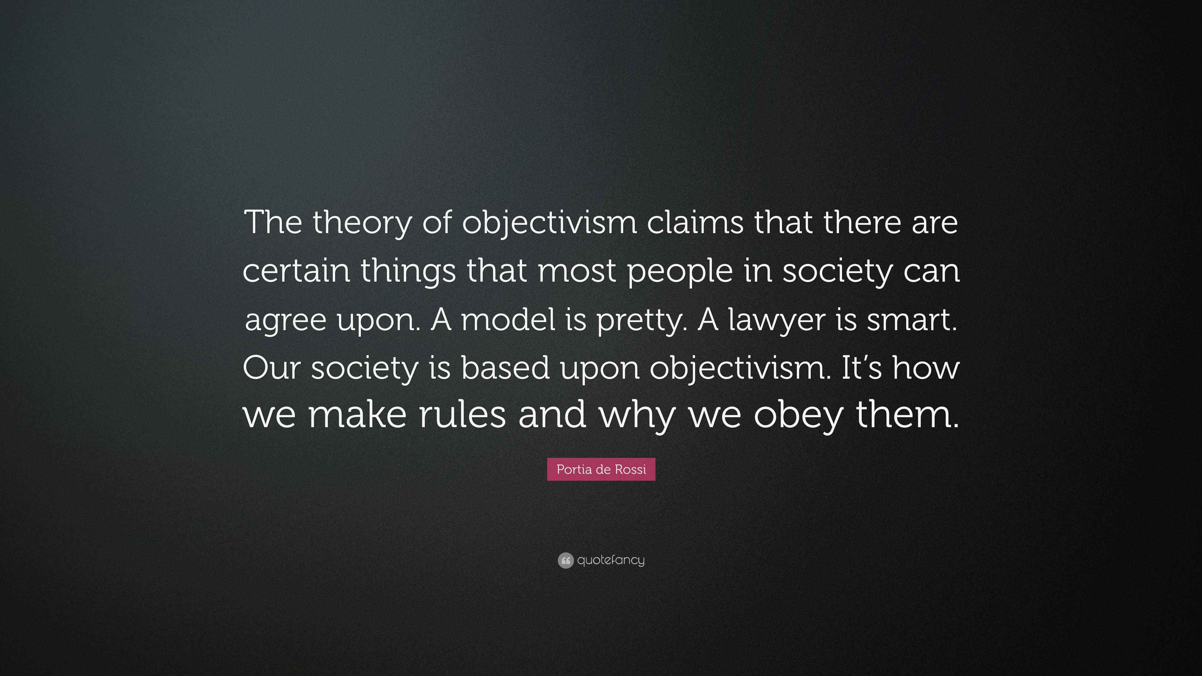 Portia de Rossi Quote: “The theory of objectivism claims that there are ...