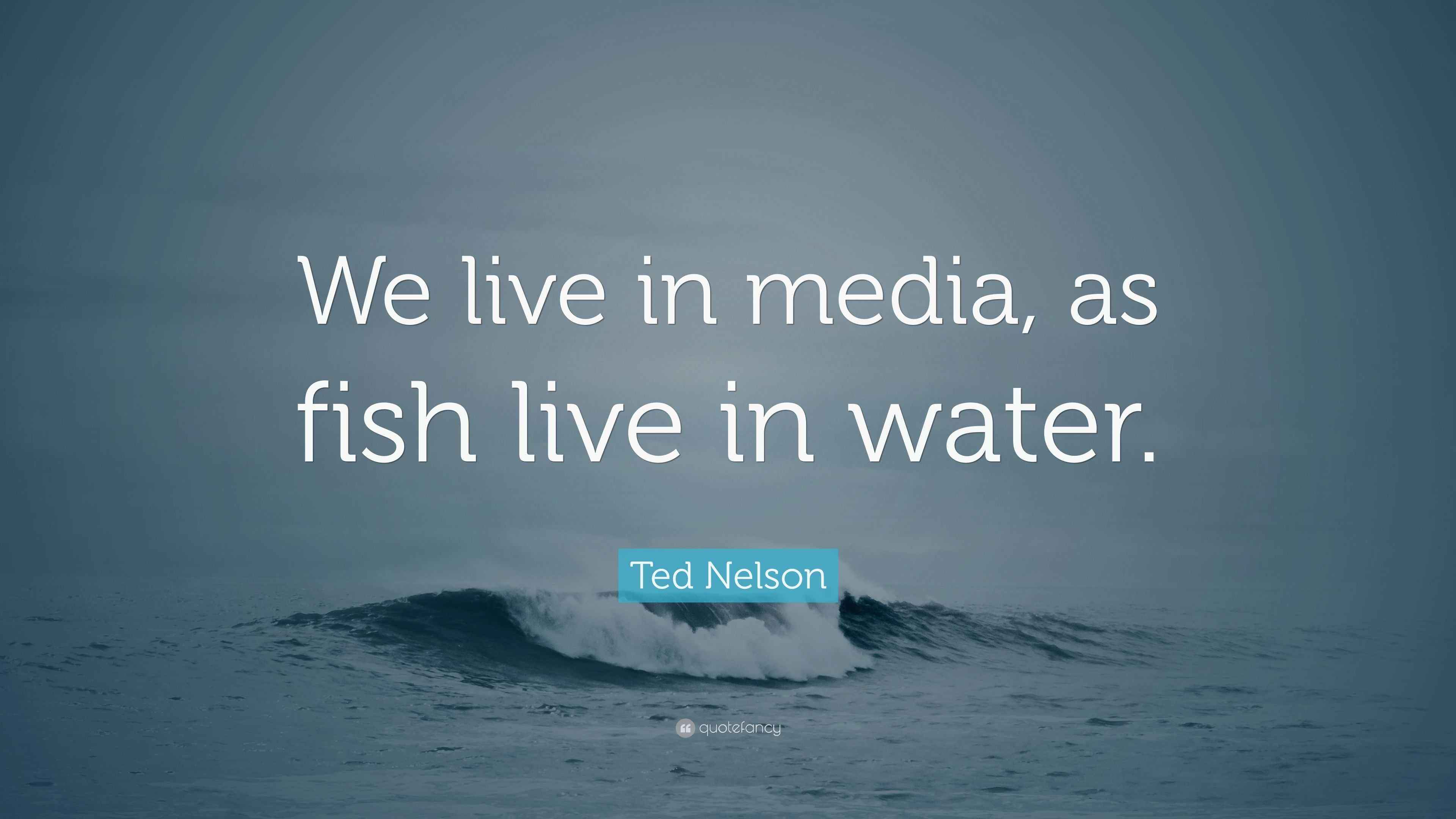 Ted Nelson Quote: “We live in media, as fish live in water.”