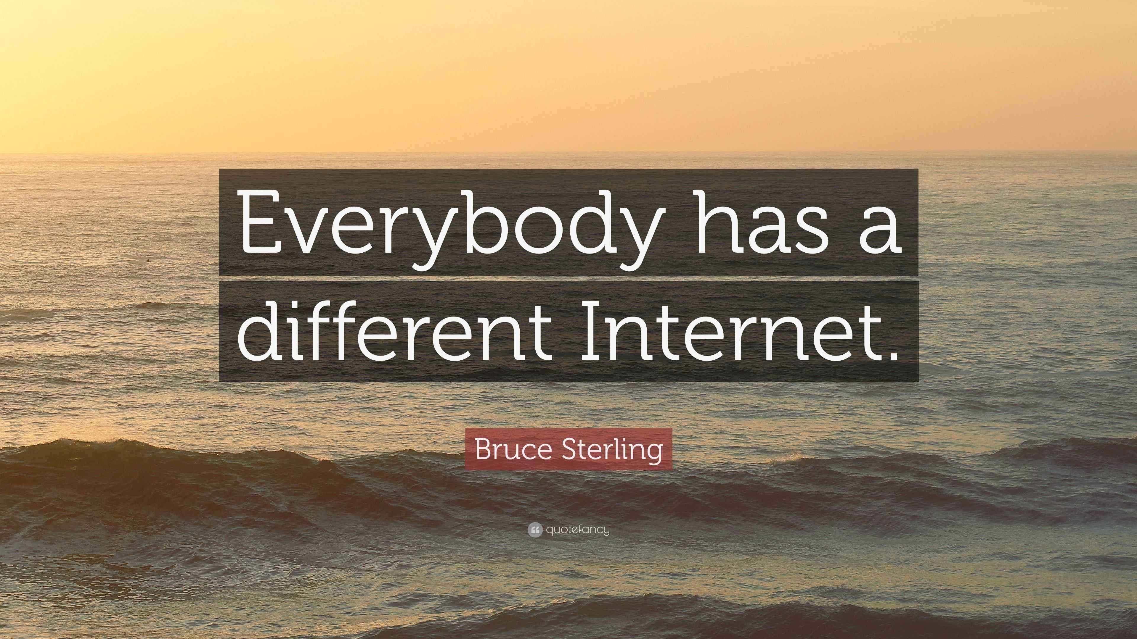 Bruce Sterling Quote: “Everybody has a different Internet.”