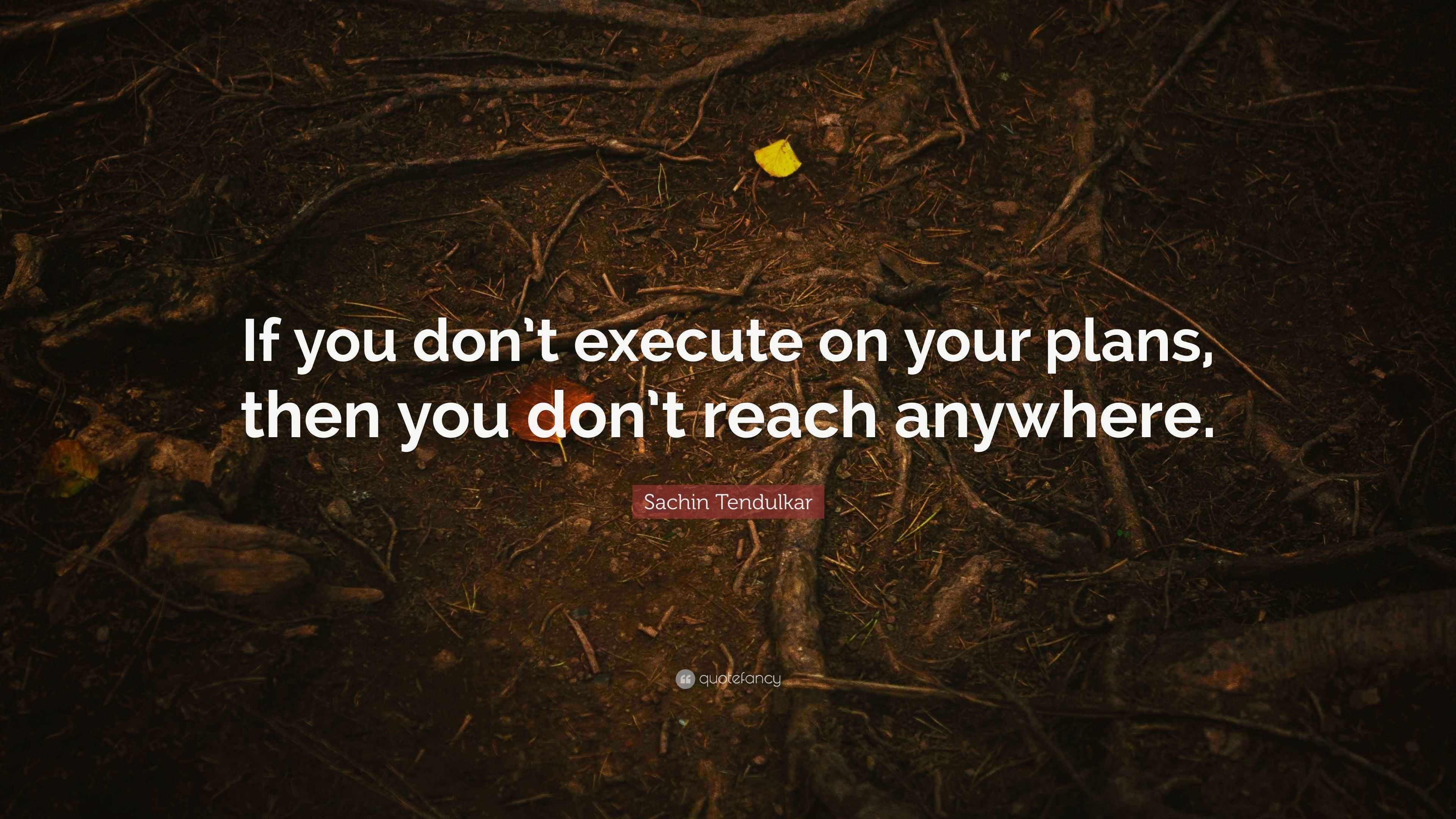 Sachin Tendulkar Quote: “If you don’t execute on your plans, then you ...