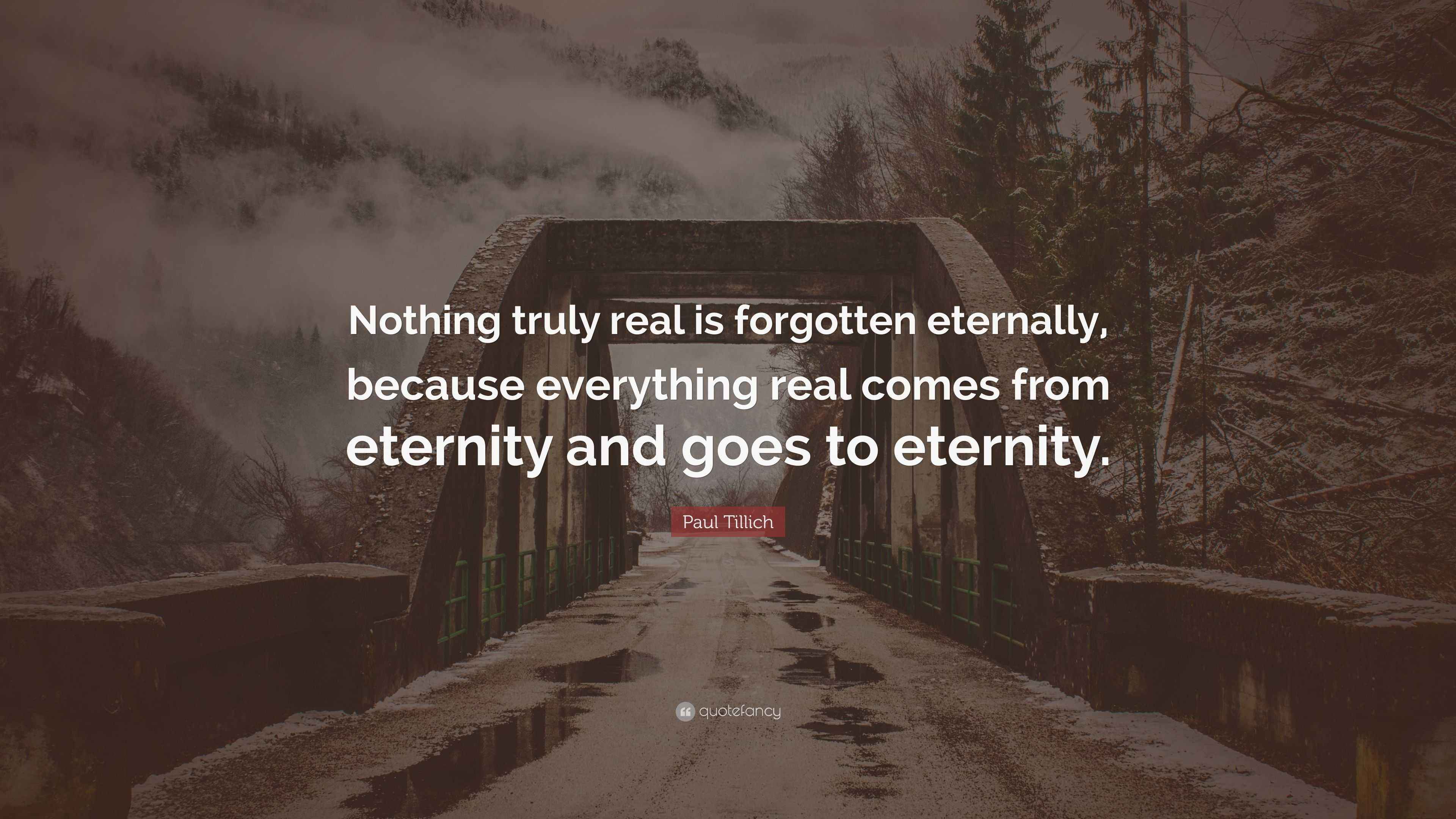 Paul Tillich Quote: “Nothing truly real is forgotten eternally, because ...
