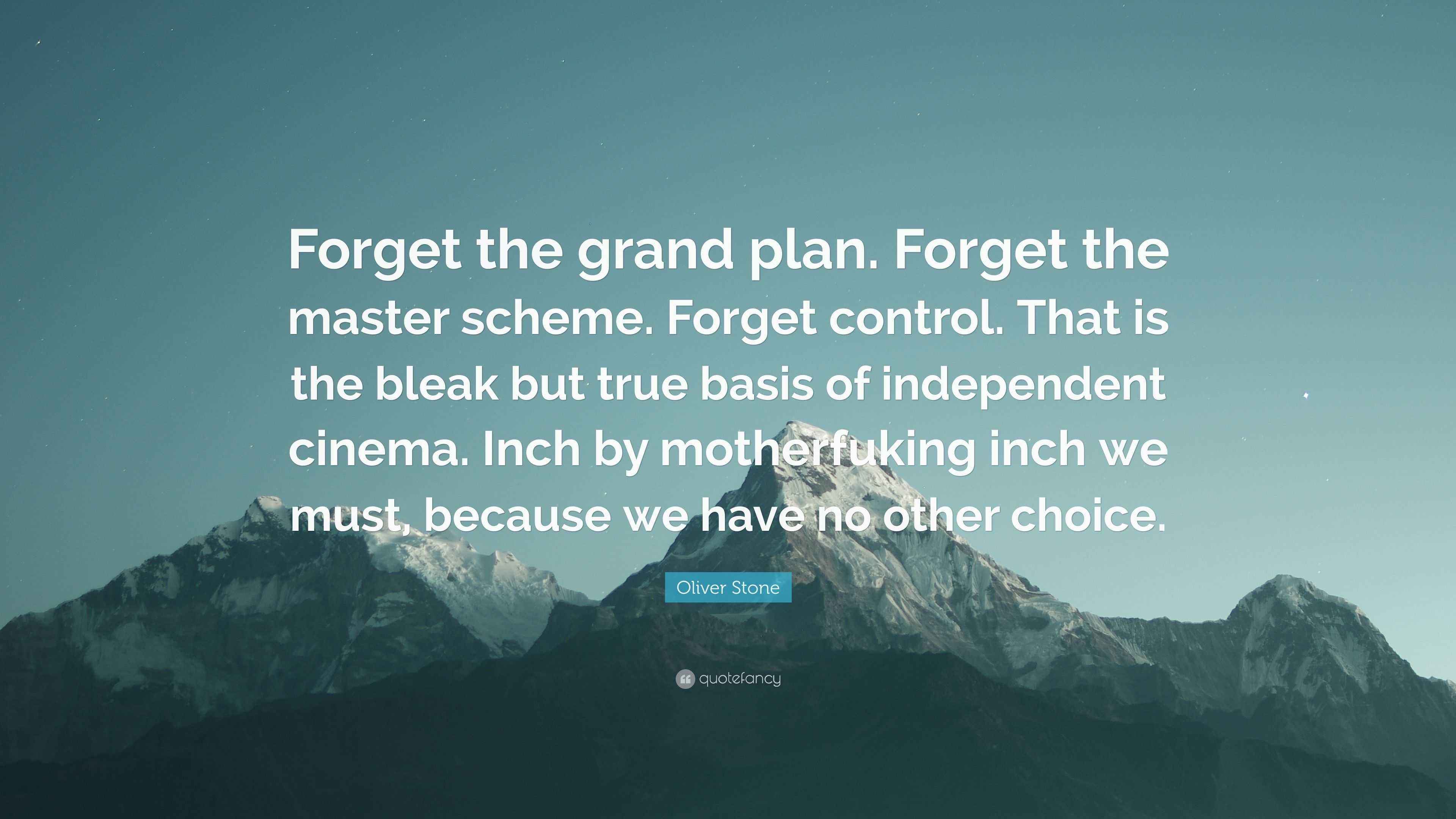 Oliver Stone Quote: “Forget the grand plan. Forget the master scheme ...