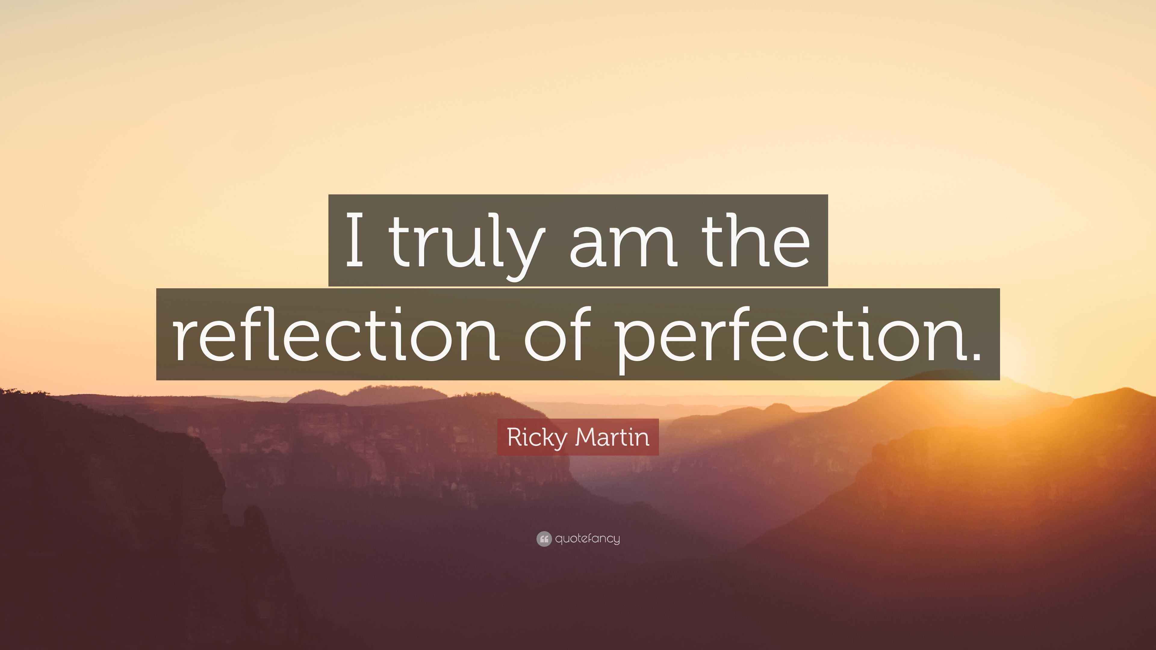 Ricky Martin Quote: “I truly am the reflection of perfection.”
