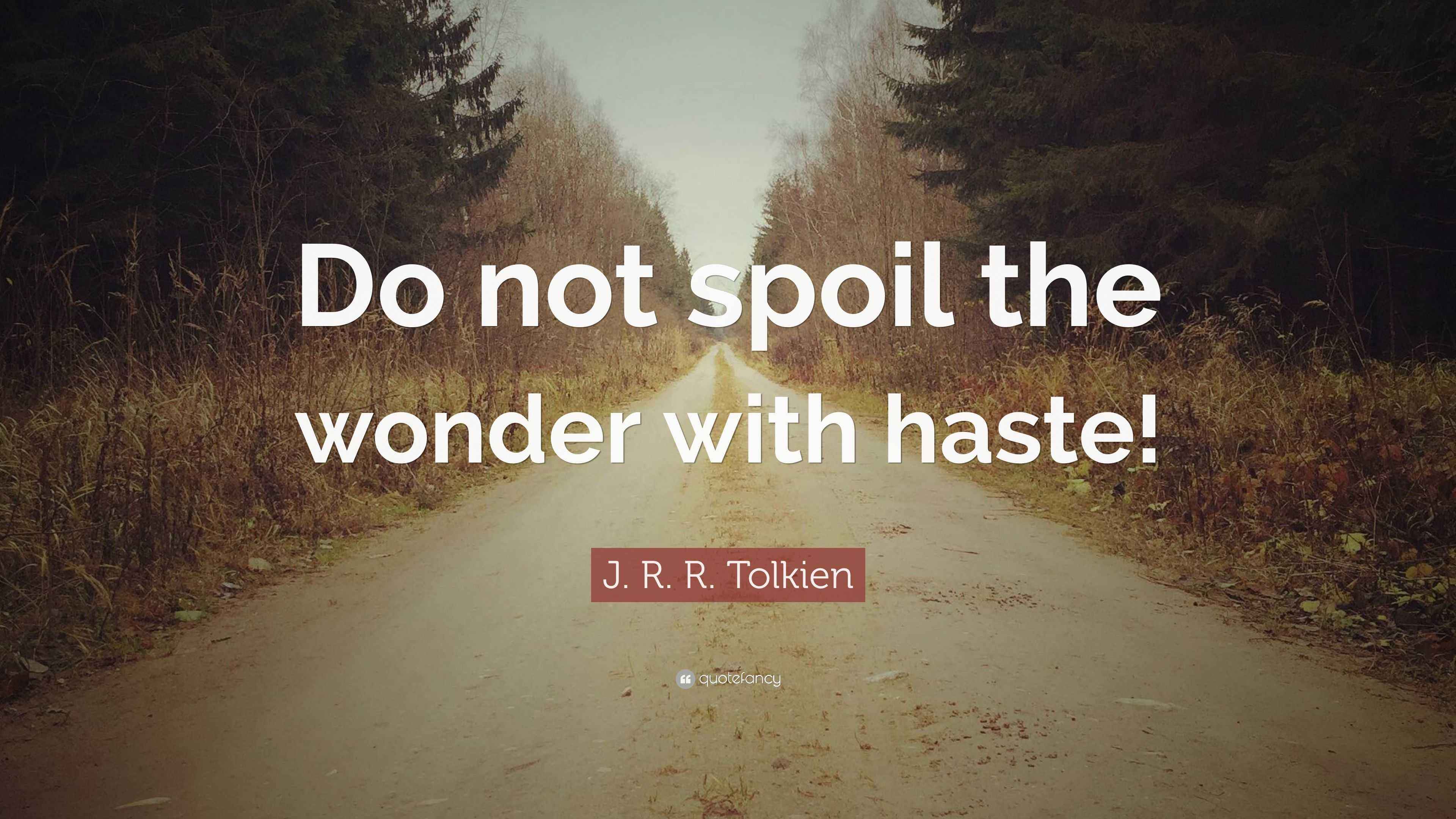 J. R. R. Tolkien Quote: “Do not spoil the wonder with haste!”