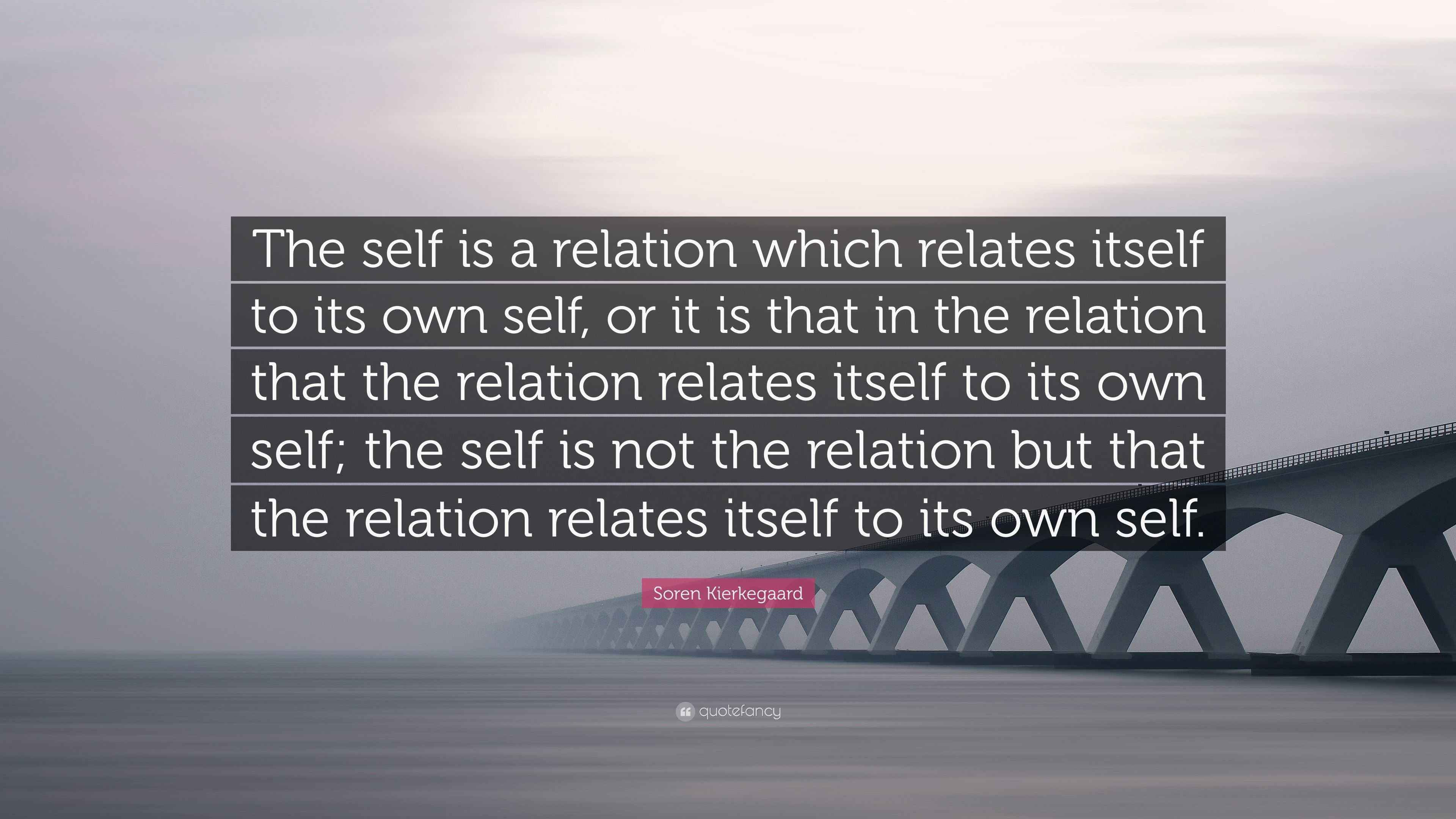 Soren Kierkegaard Quote: “The self is a relation which relates itself ...