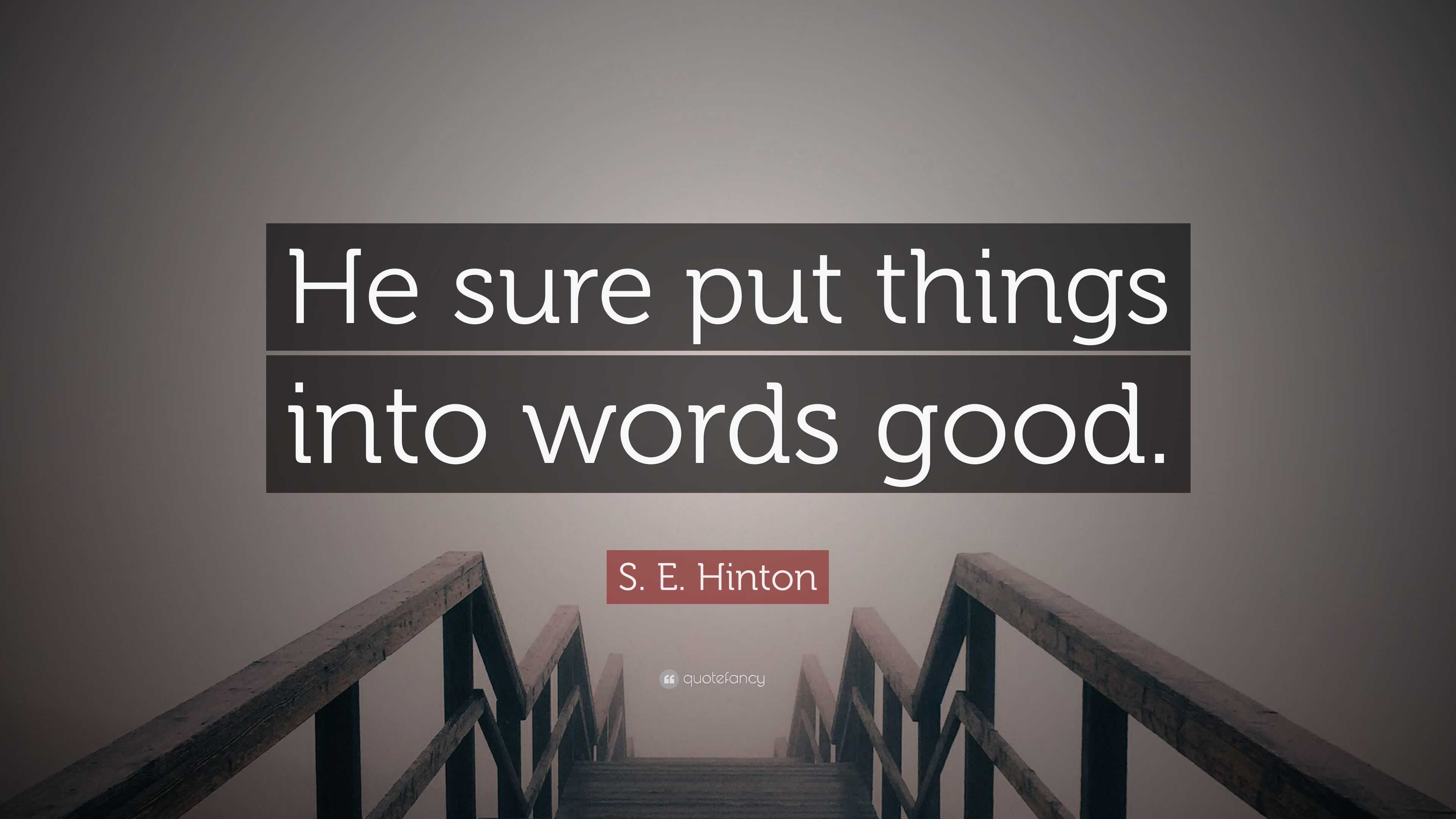 S. E. Hinton Quote: “He sure put things into words good.”