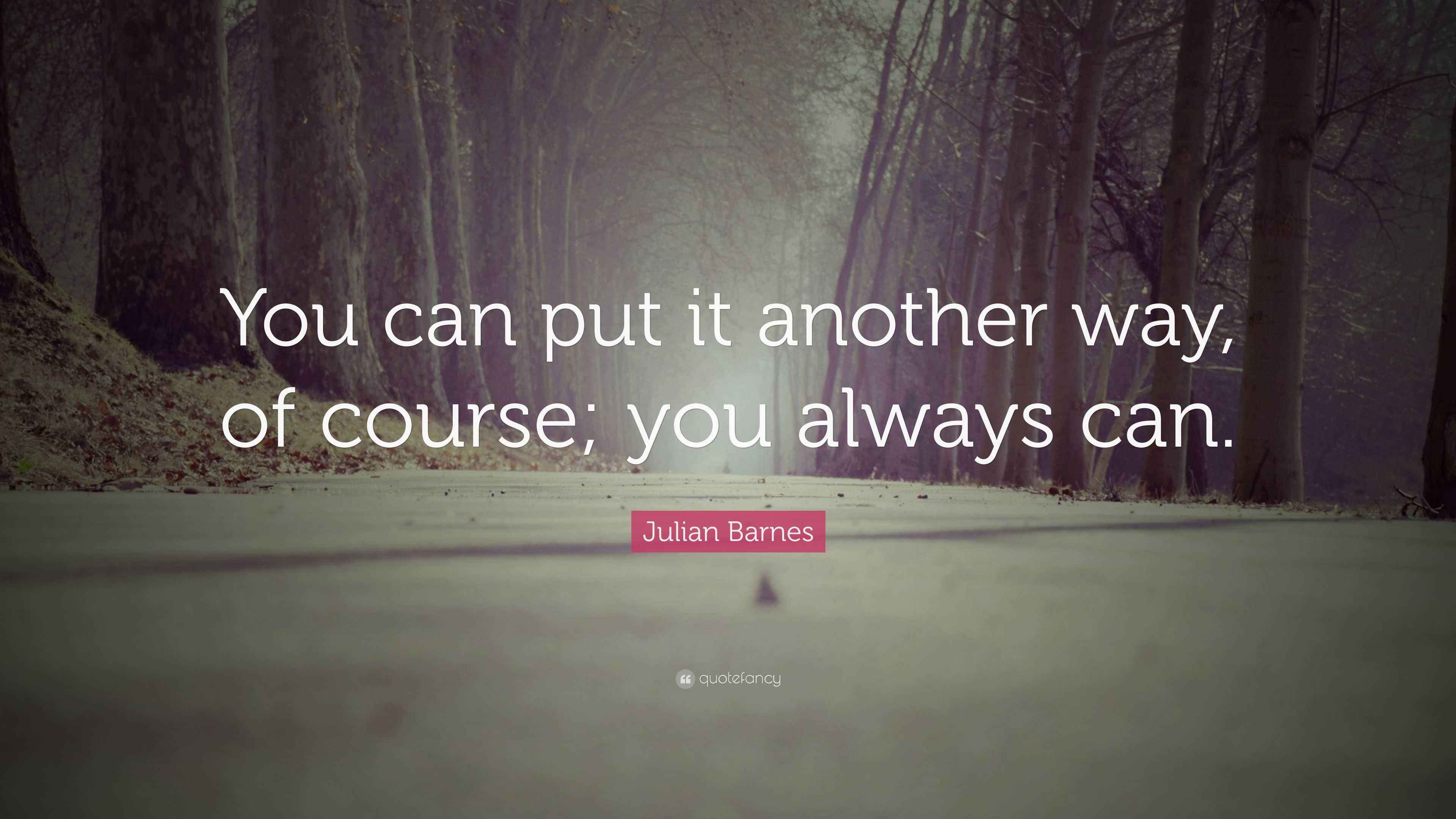 Julian Barnes Quote: “You can put it another way, of course; you always ...