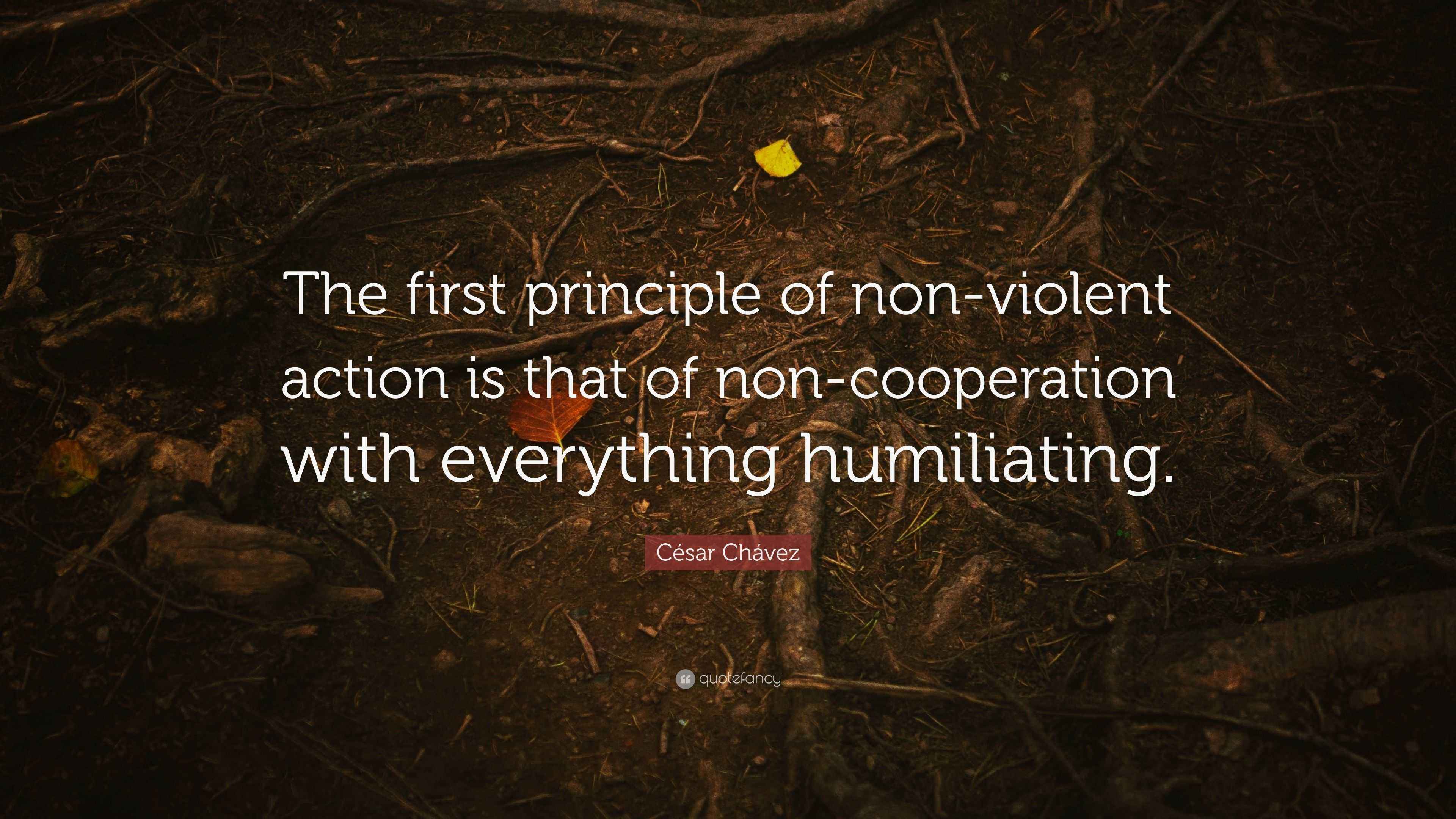 César Chávez Quote: “The first principle of non-violent action is that ...