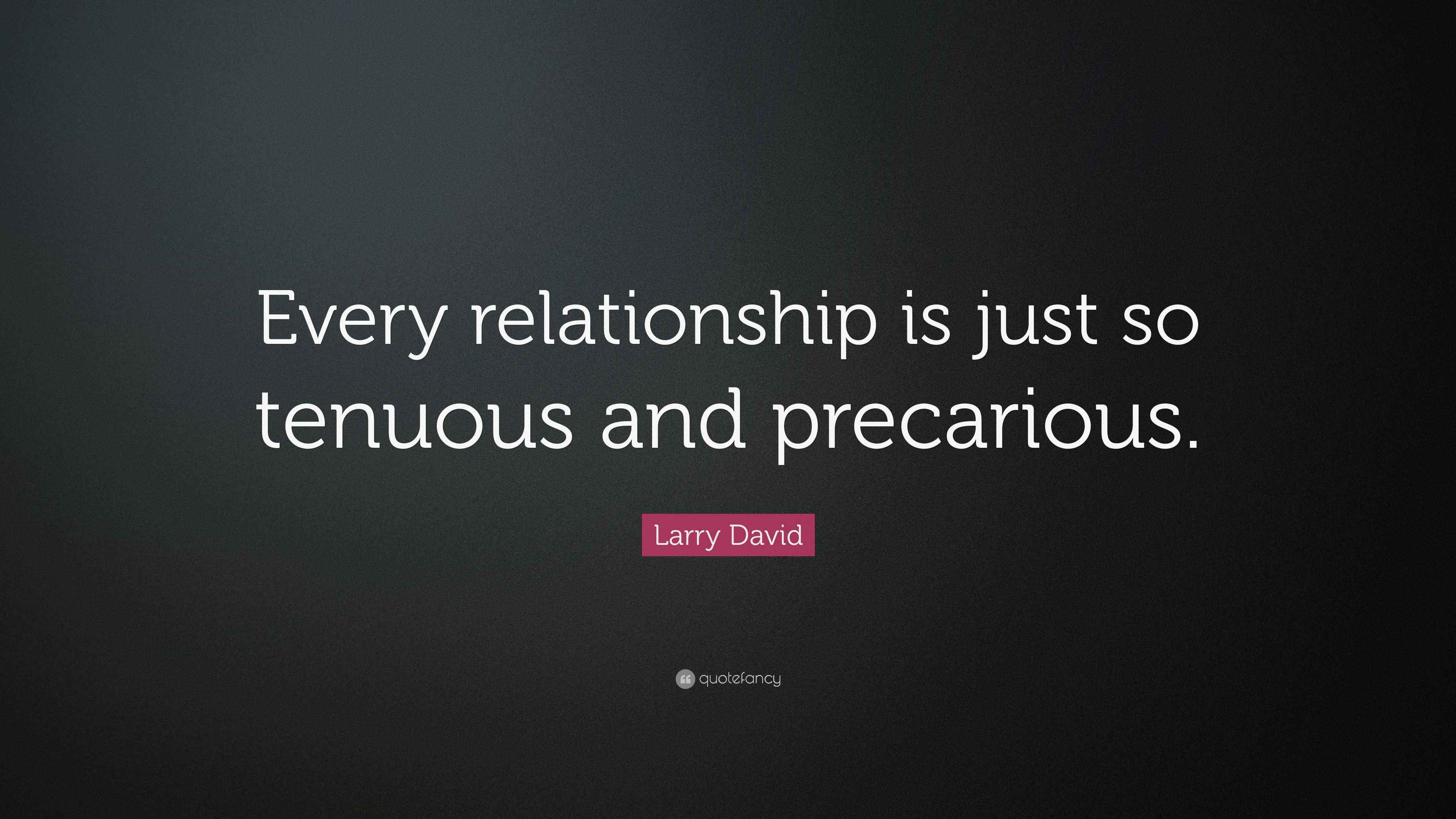 Larry David Quote: “Every relationship is just so tenuous and precarious.”