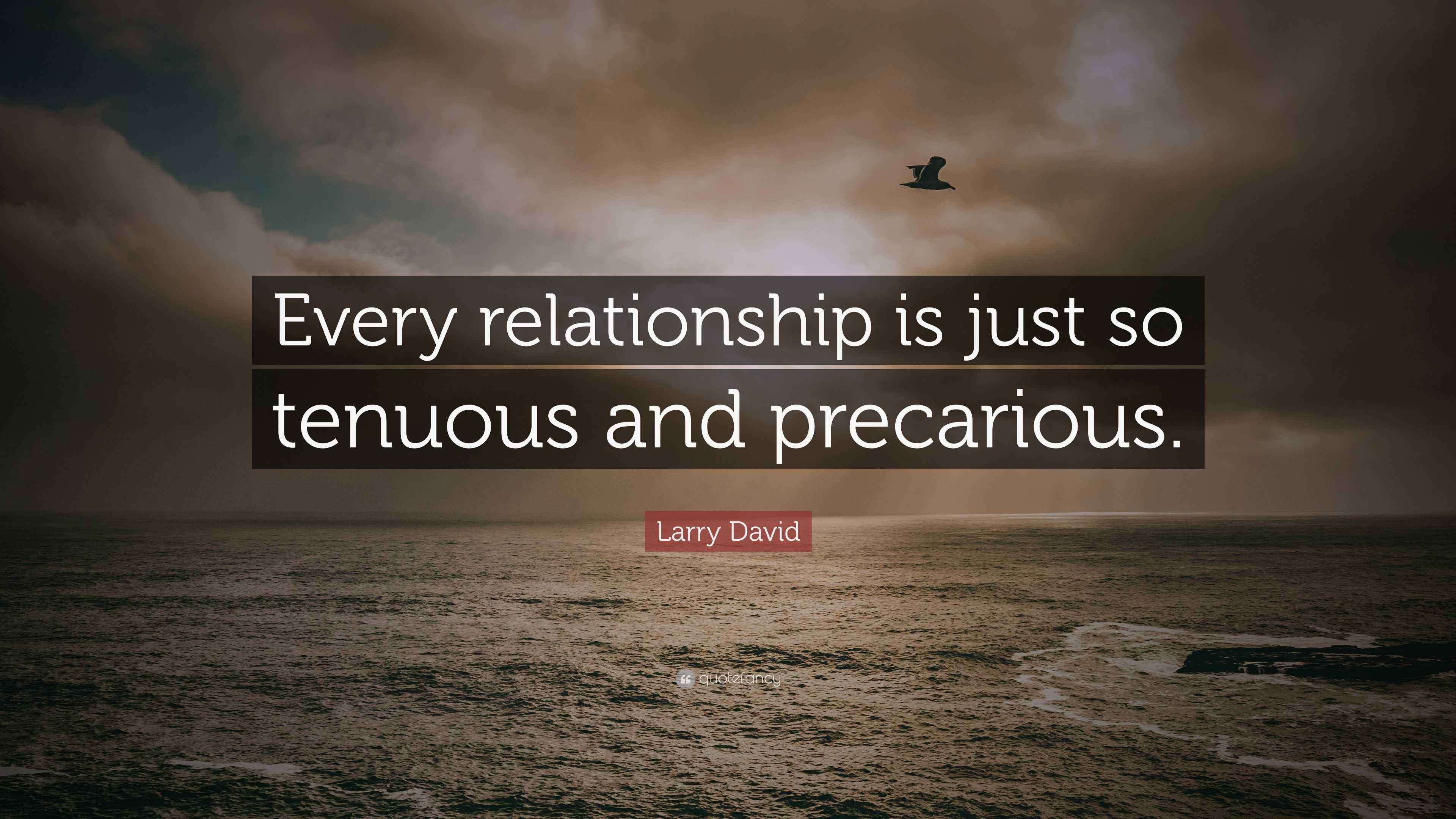 Larry David Quote: “Every relationship is just so tenuous and precarious.”