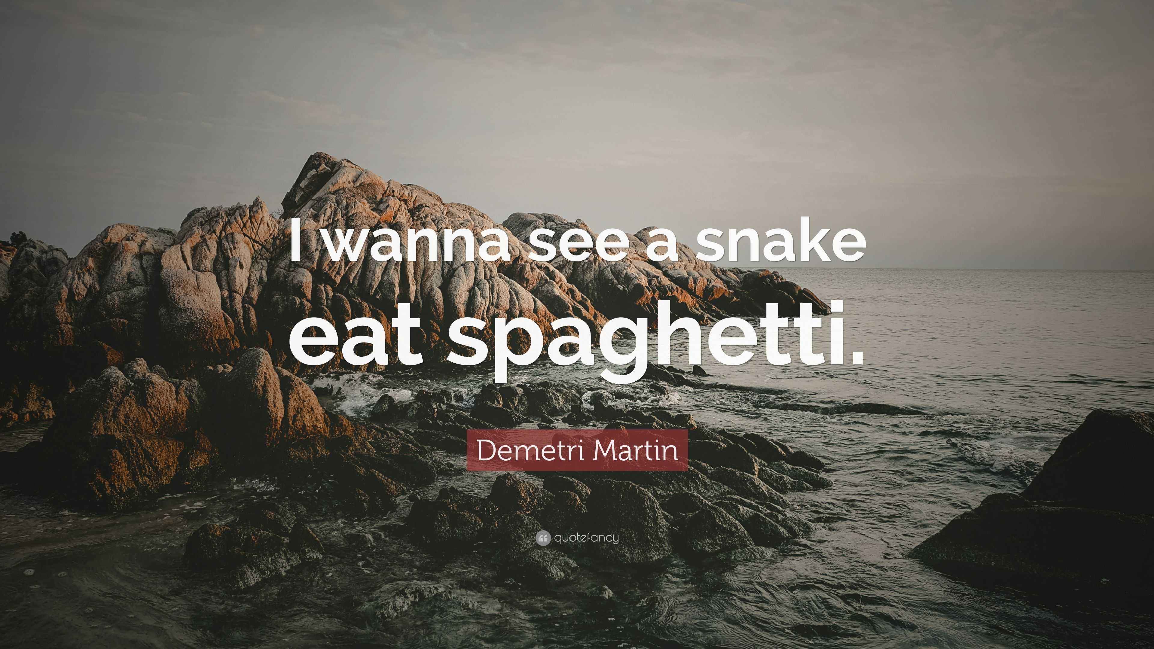 Demetri Martin Quote: “I wanna see a snake eat spaghetti.”