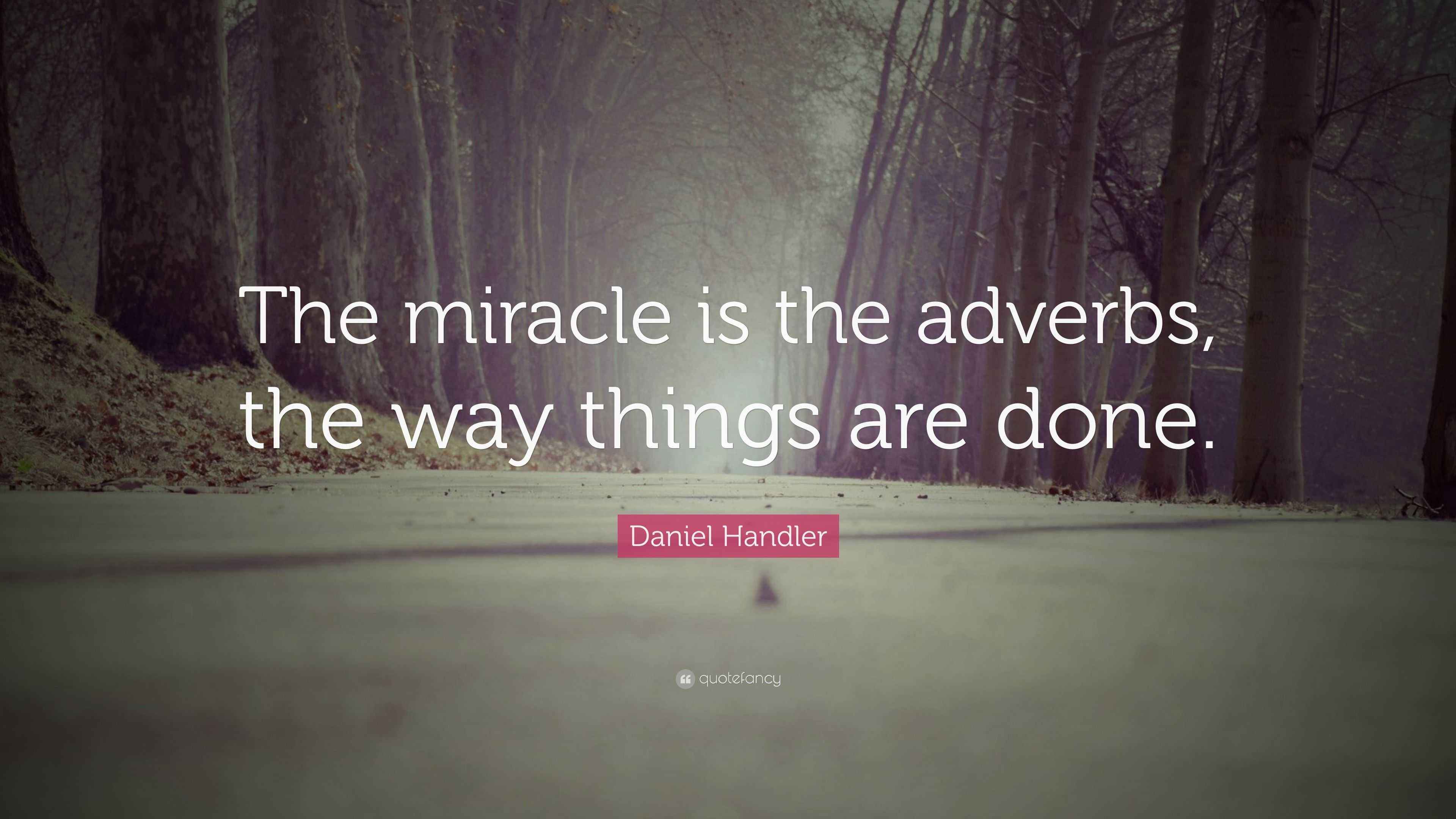 Daniel Handler Quote: “The miracle is the adverbs, the way things are ...