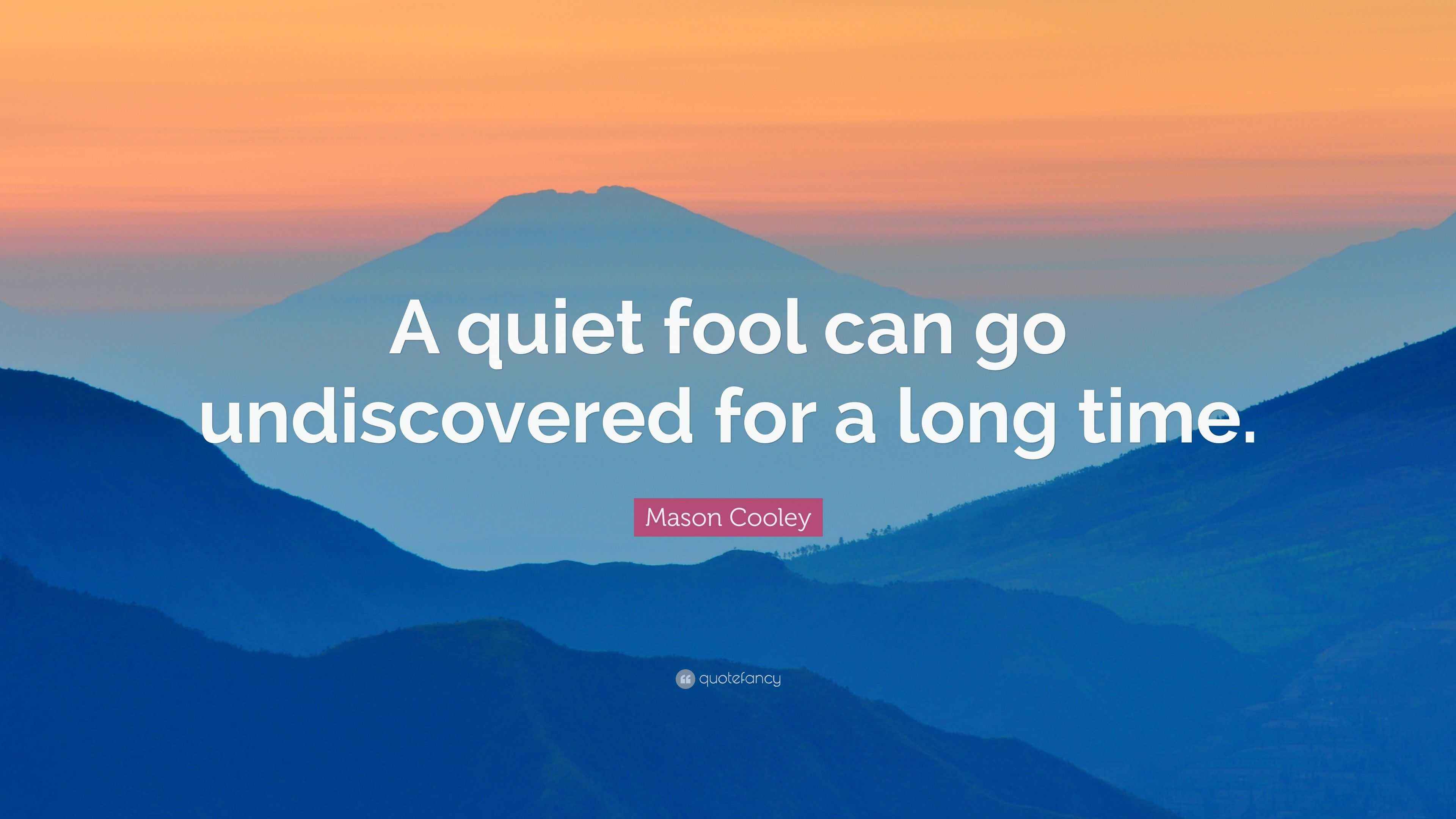 Mason Cooley Quote: “A quiet fool can go undiscovered for a long time.”