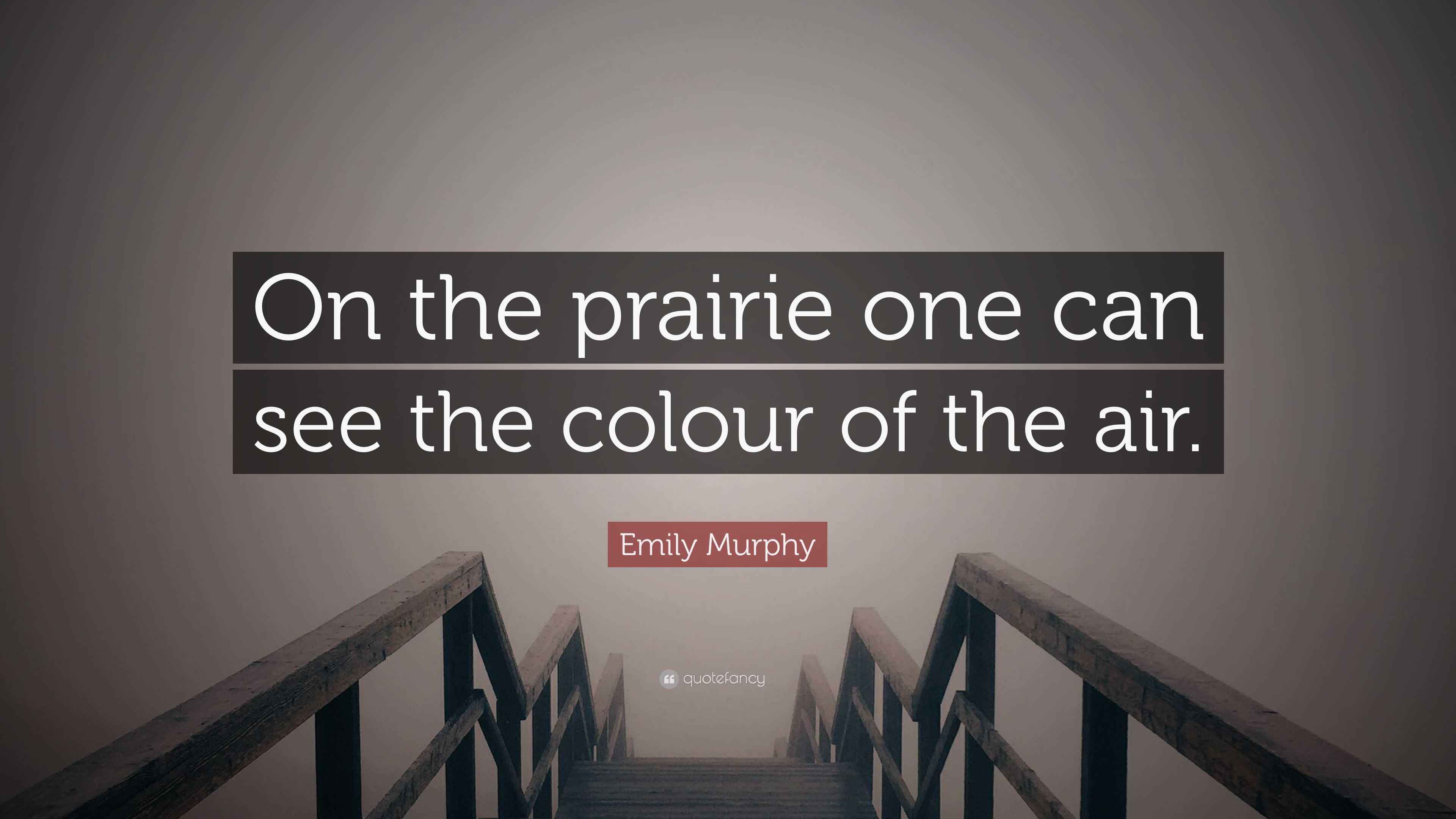 Emily Murphy Quote: “On the prairie one can see the colour of the air.”