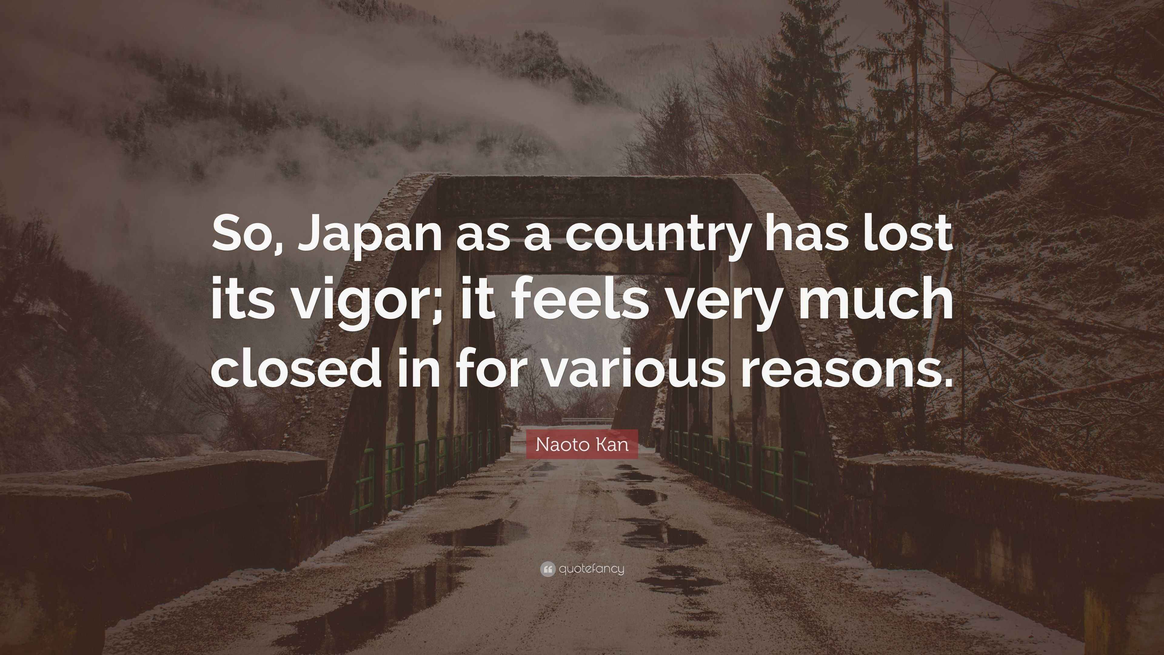 Naoto Kan Quote: “So, Japan as a country has lost its vigor; it feels ...