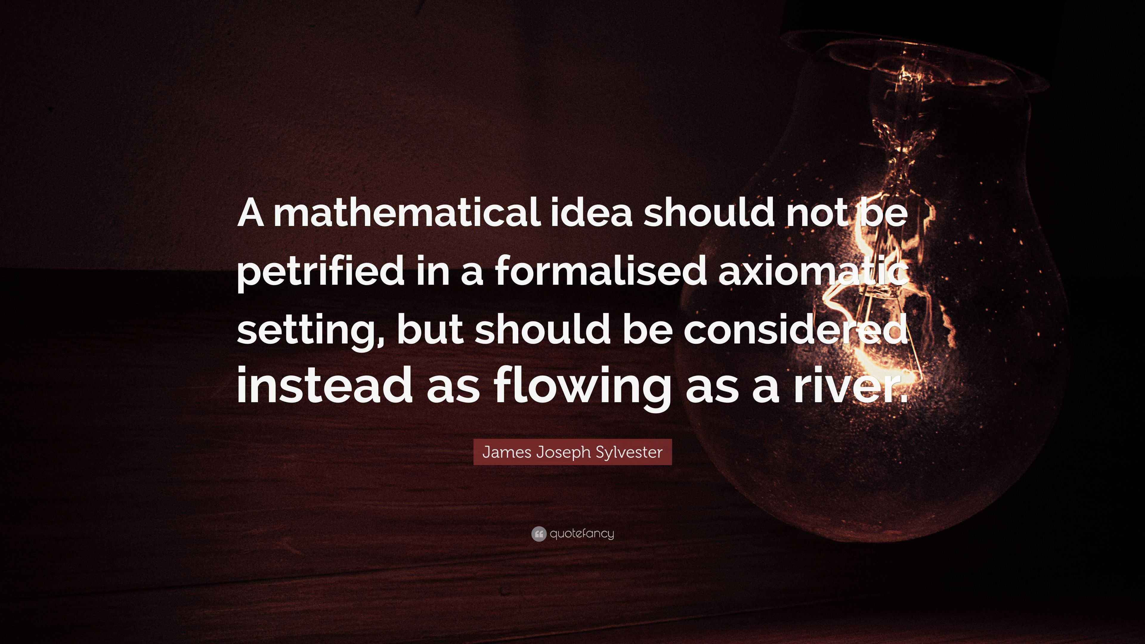 James Joseph Sylvester Quote: “A mathematical idea should not be ...