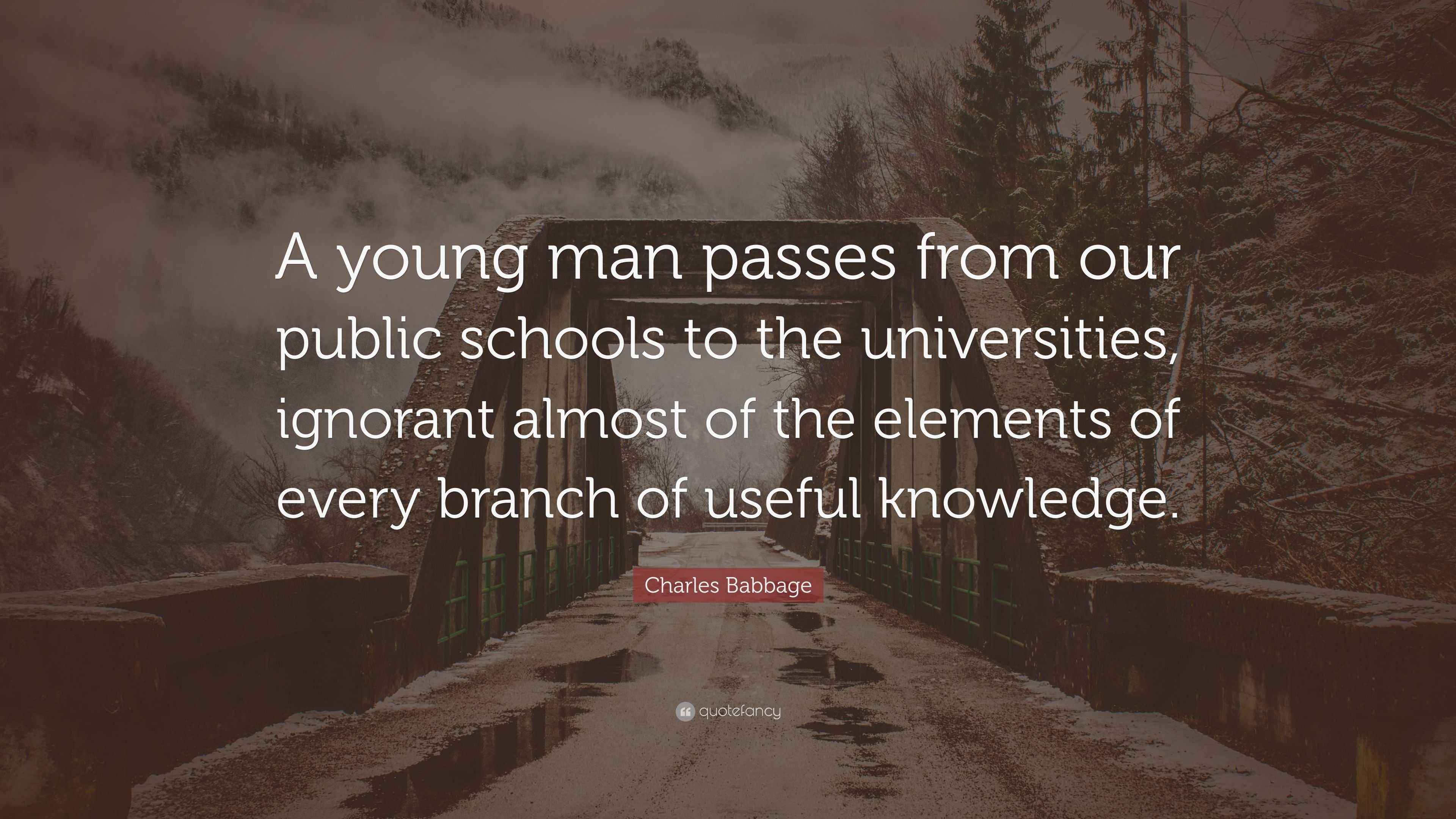 Charles Babbage Quote: “A young man passes from our public schools to ...