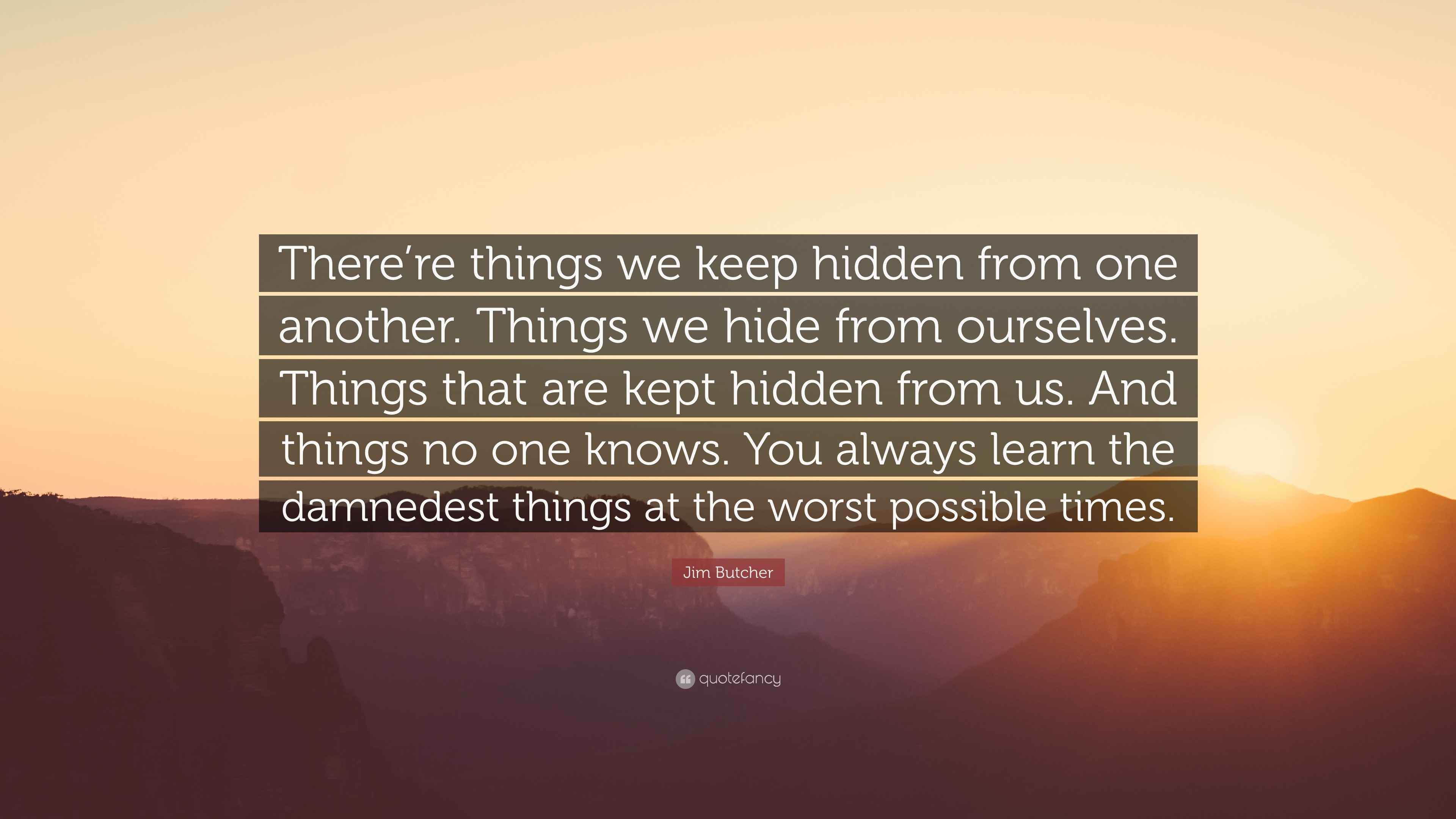 Jim Butcher Quote: “There’re things we keep hidden from one another ...