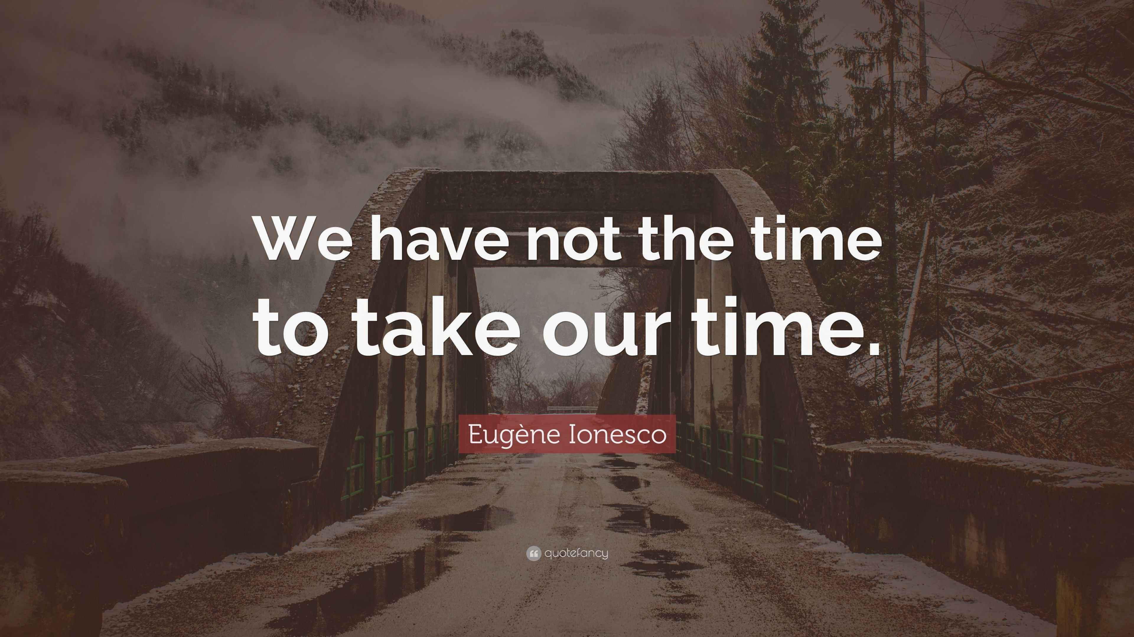 Eugène Ionesco Quote: “We have not the time to take our time.”
