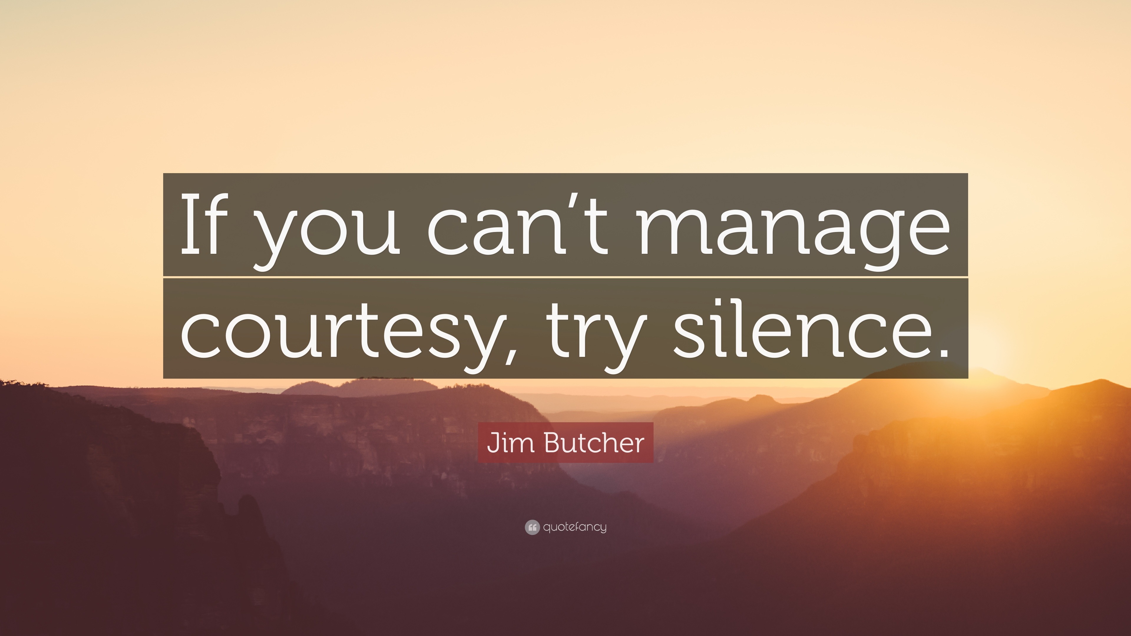 Jim Butcher Quote: “If you can’t manage courtesy, try silence.”